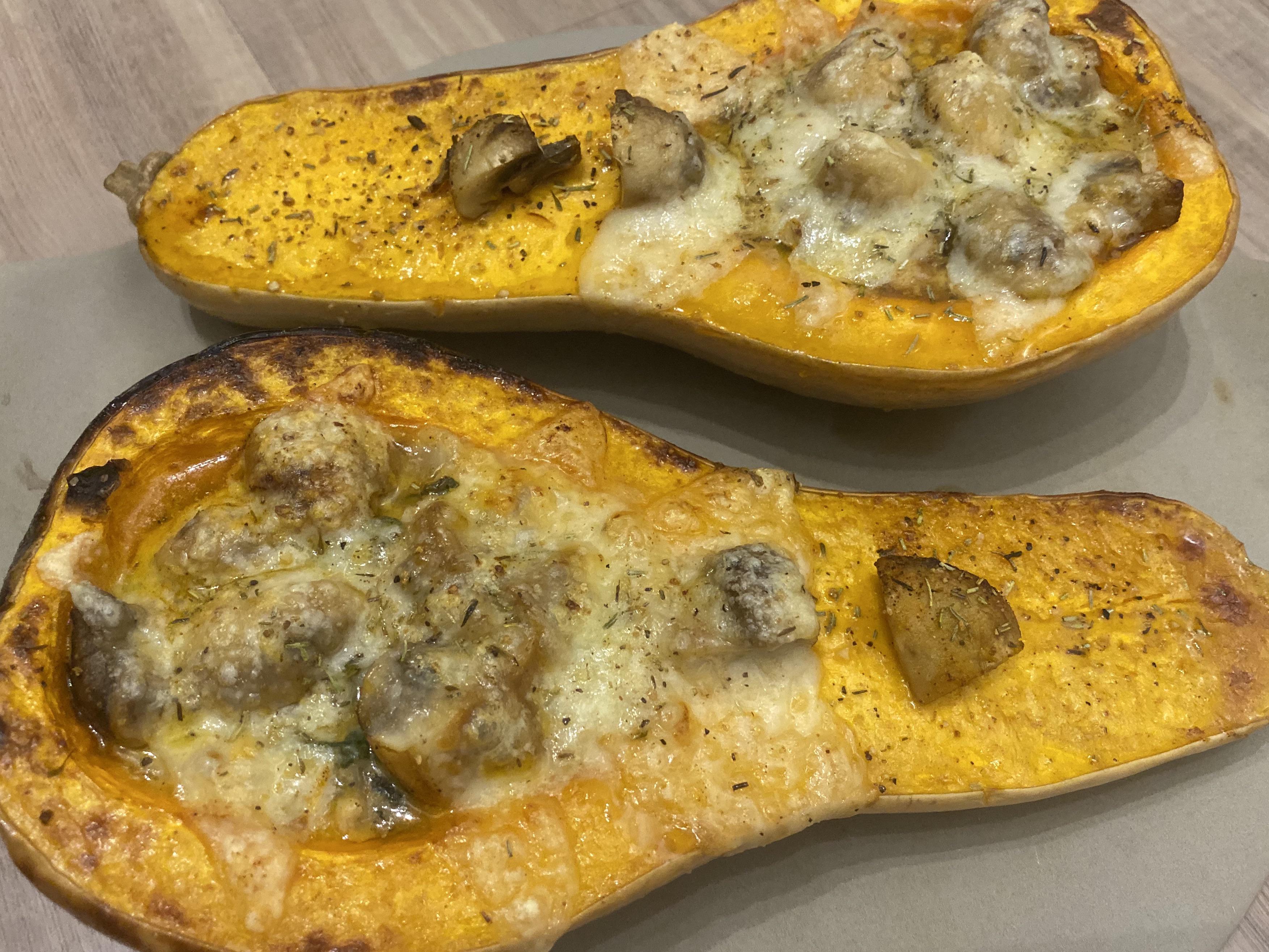Mushroom and Swiss stuffed Butternut Squash | Scrolller