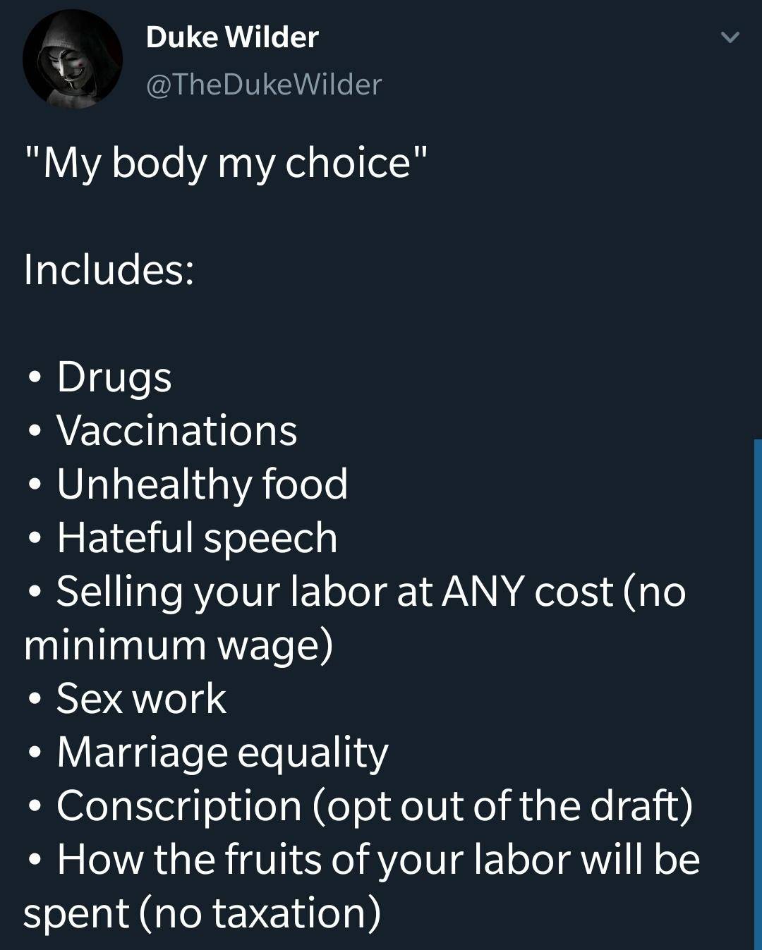 "My body my choice." | Scrolller