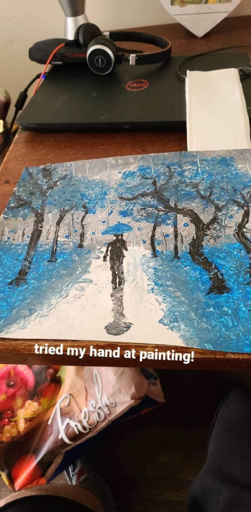 My cousin said he recently started painting and this is his third piece. I had to come here and ...