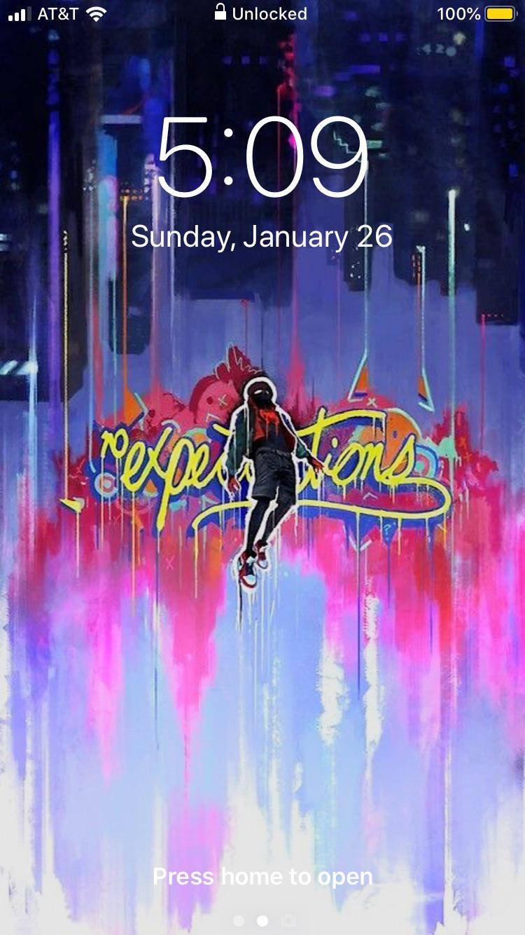 My current lock screen inspired by the fact that I decided to begin watching spider verse at 4am ...