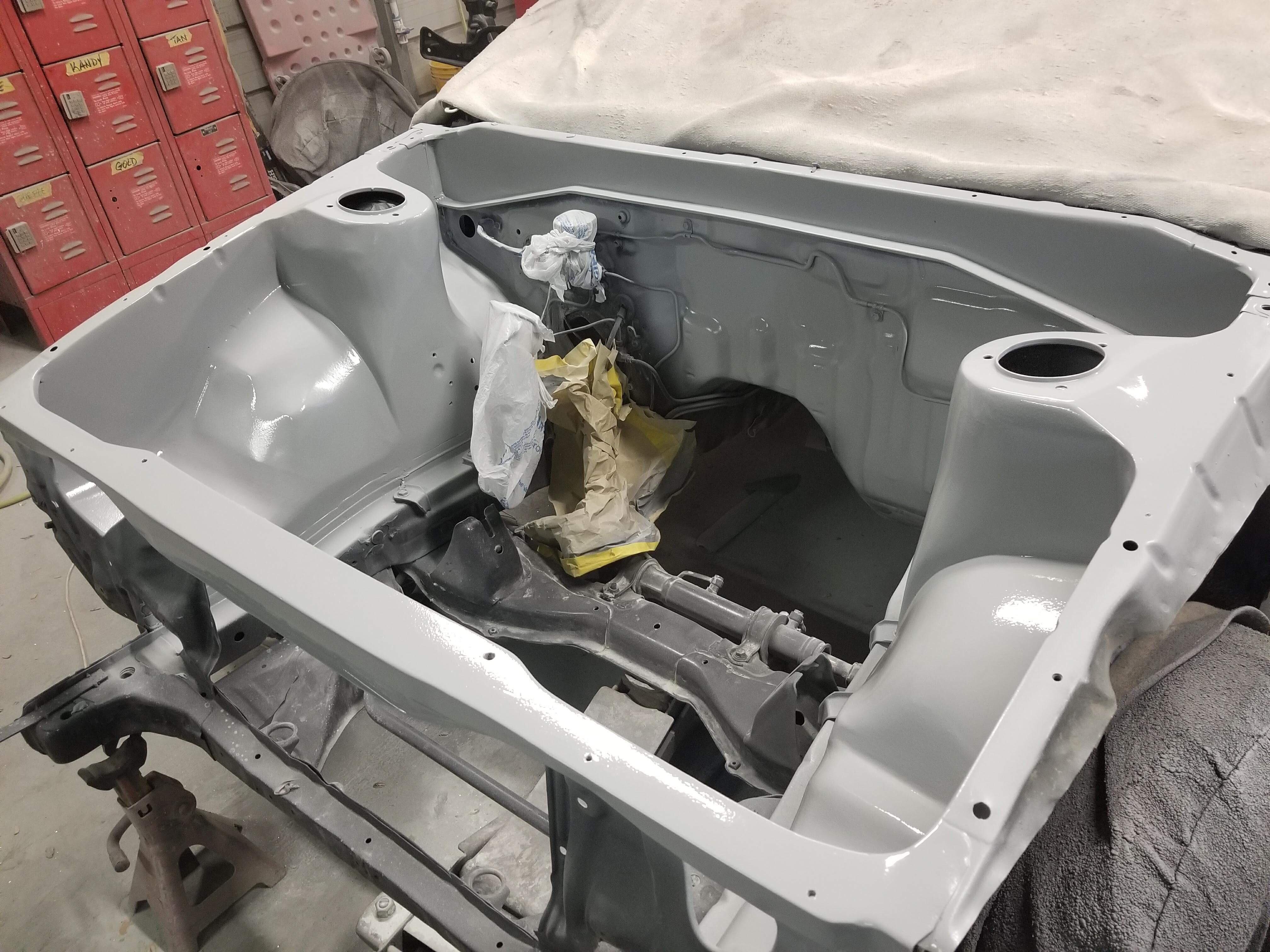 My engine bay so far, still needs to be sanded and primed again. | Scrolller