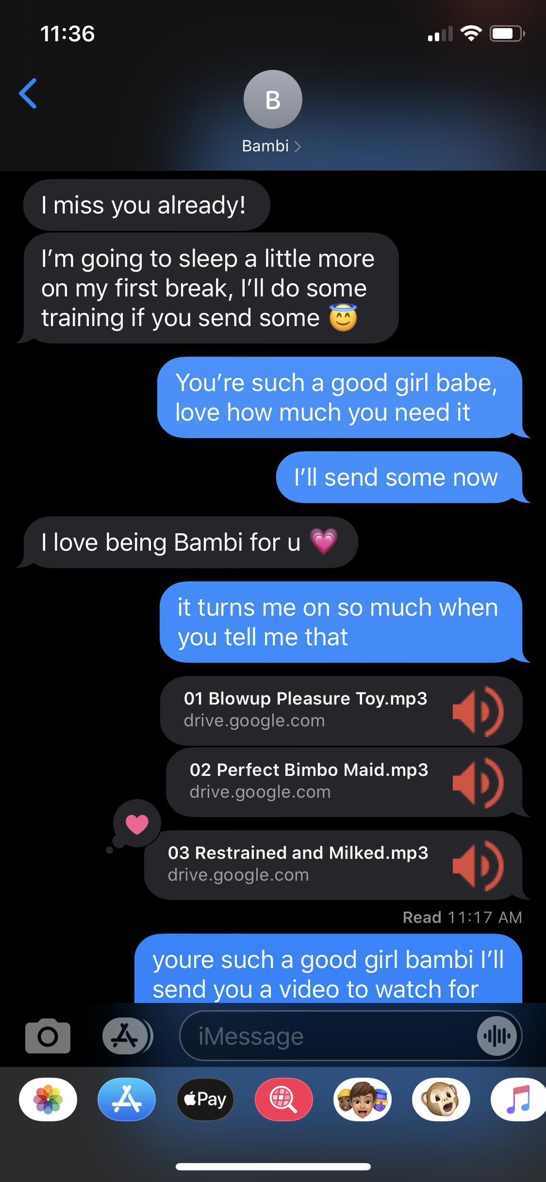 My (f22) master (m39) took a screen shot of me requesting my daily training and told me to post ...