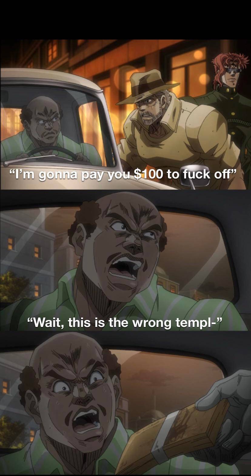 My favourite scene from Stardust Crusaders (Thank you u/Ghaztly97 for the template) | Scrolller