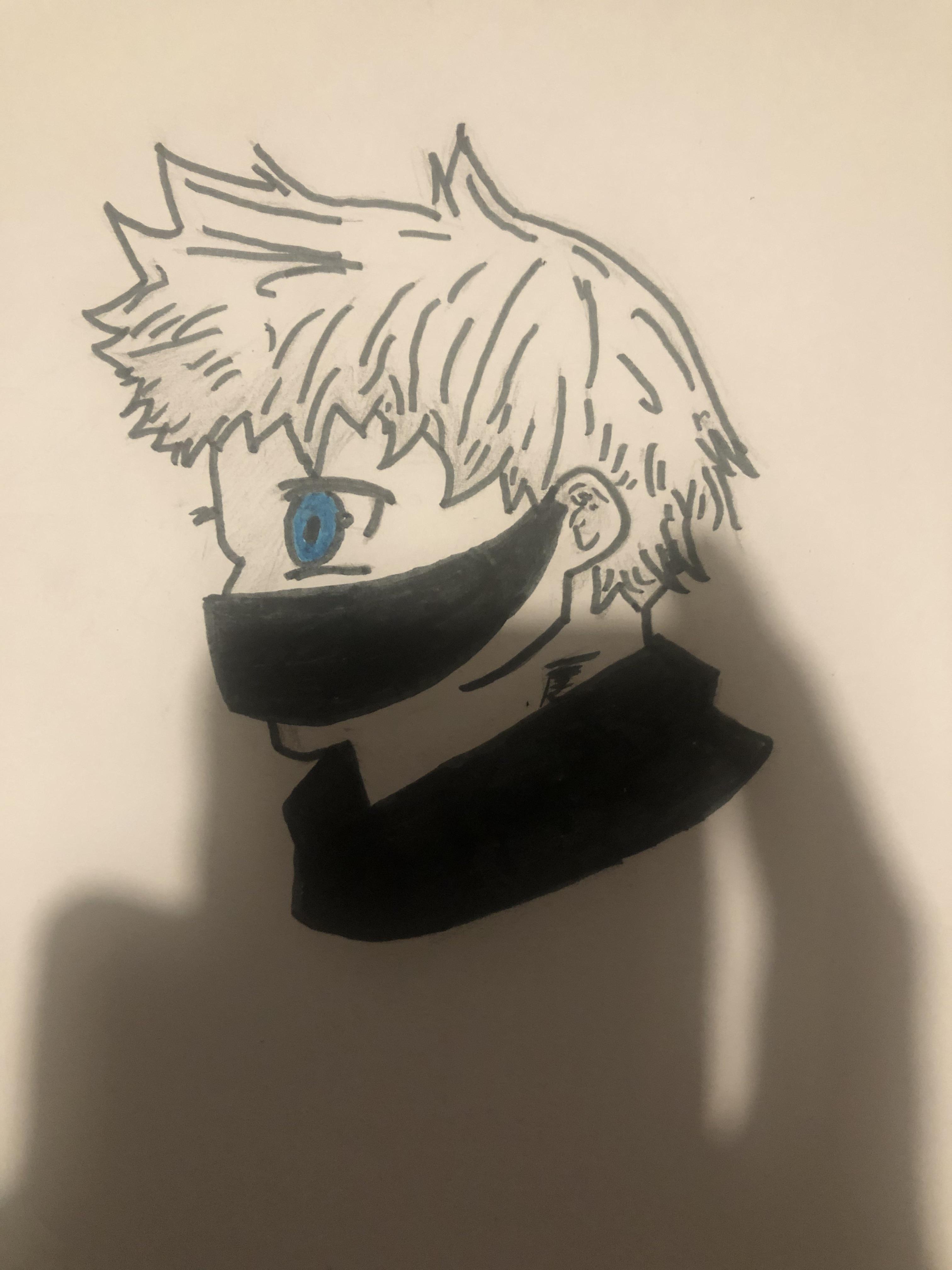 My fiancé drew this in his art style of Gojo | Scrolller