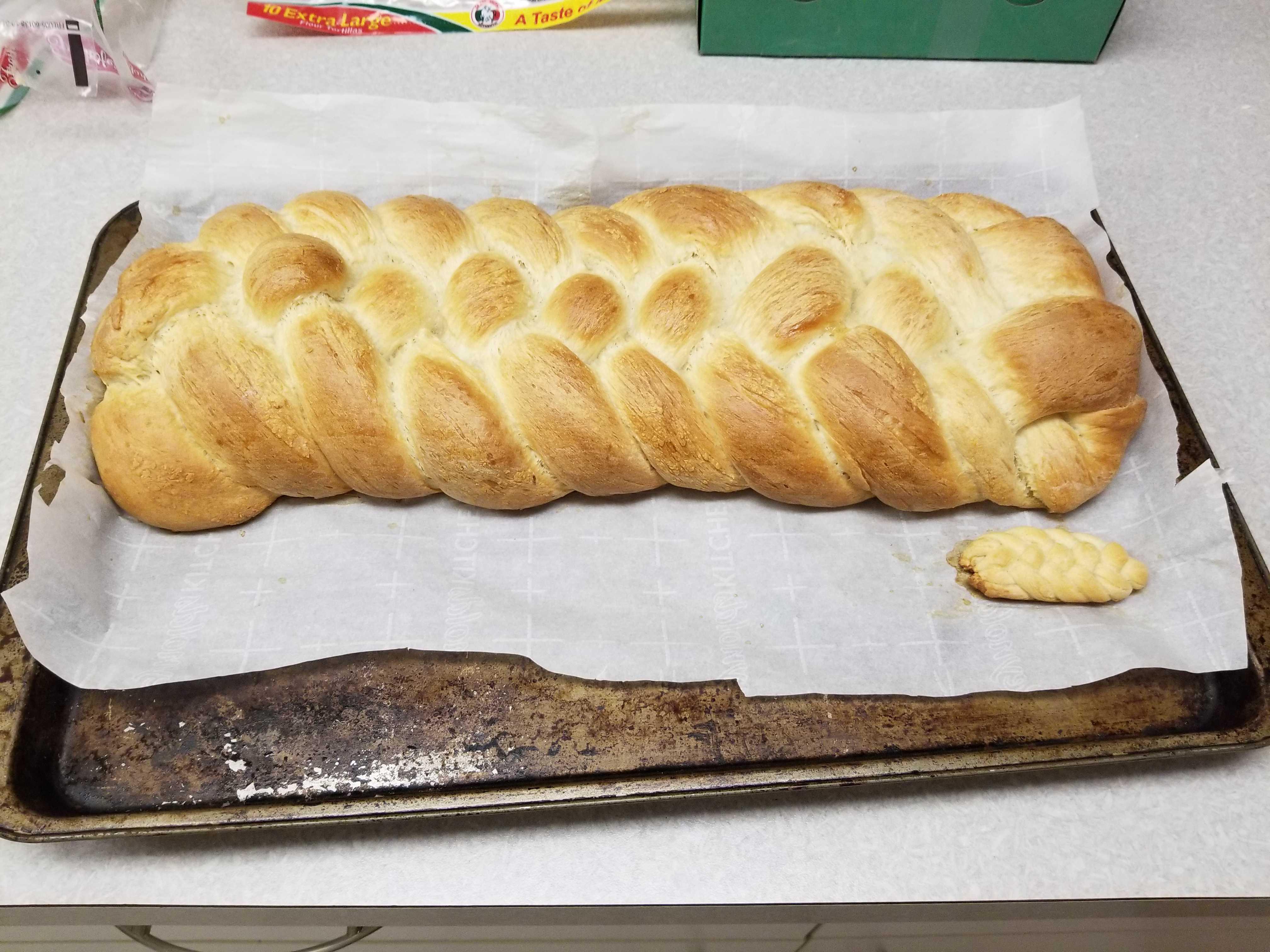 My first attempt at challah, with mini loaf for fun. | Scrolller