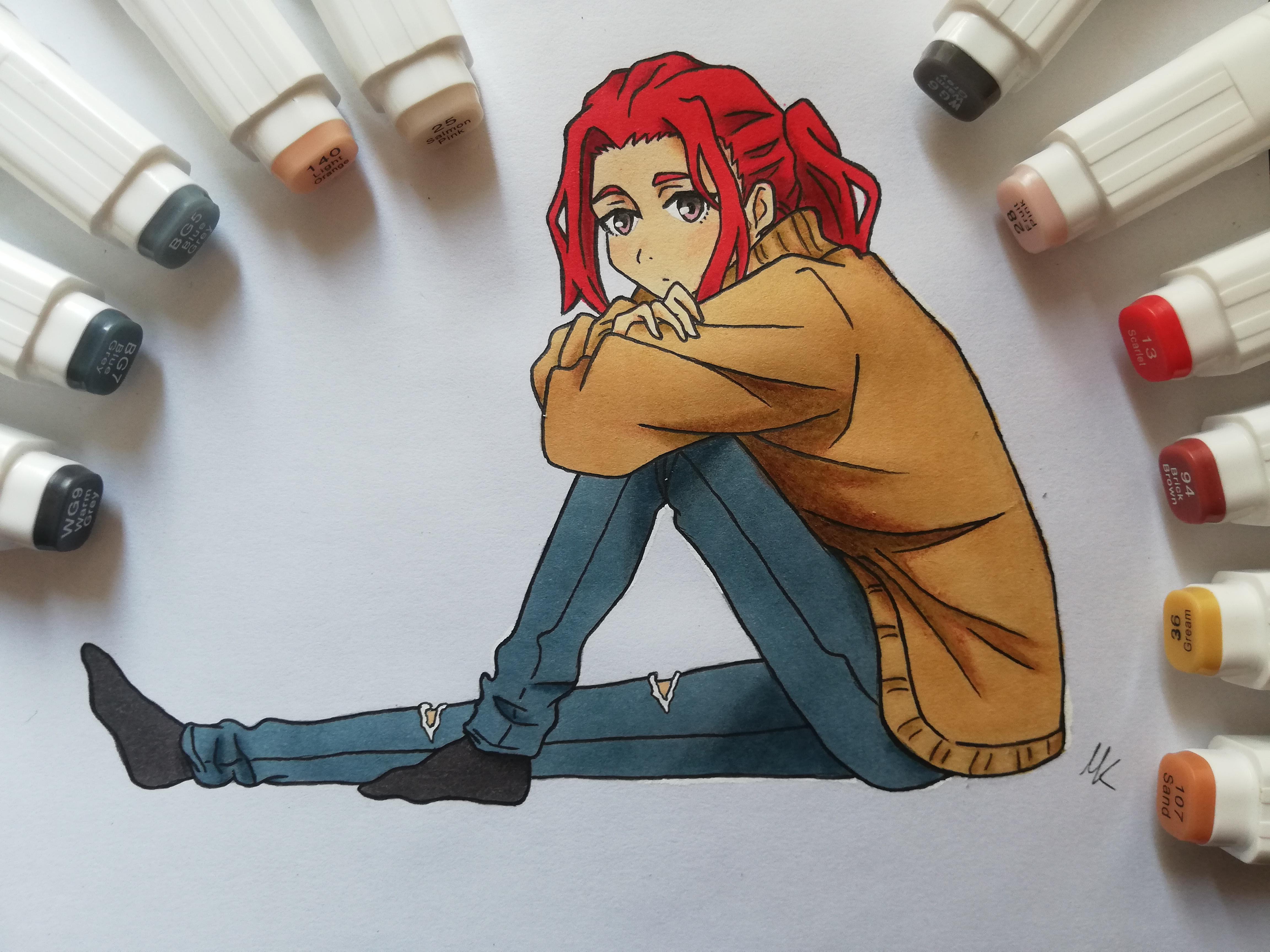 My first drawing made with markers after a month break | Scrolller