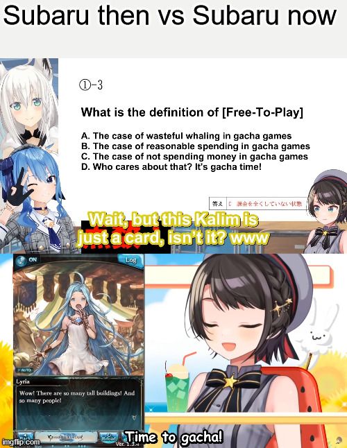 My first ever meme for Subaru... How she has changed. | Scrolller