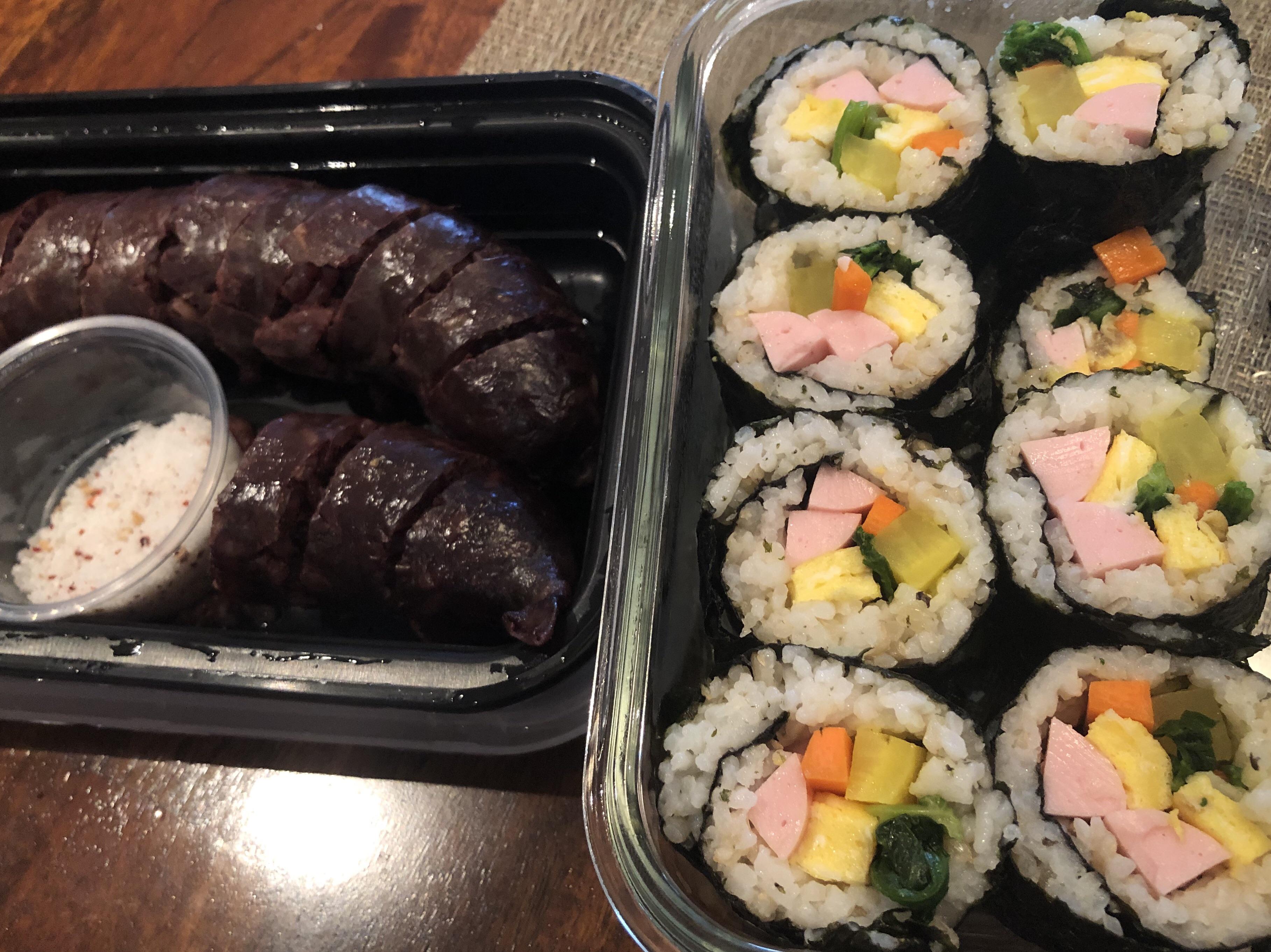 My first homemade kimbap - plus some soondae from H Mart | Scrolller