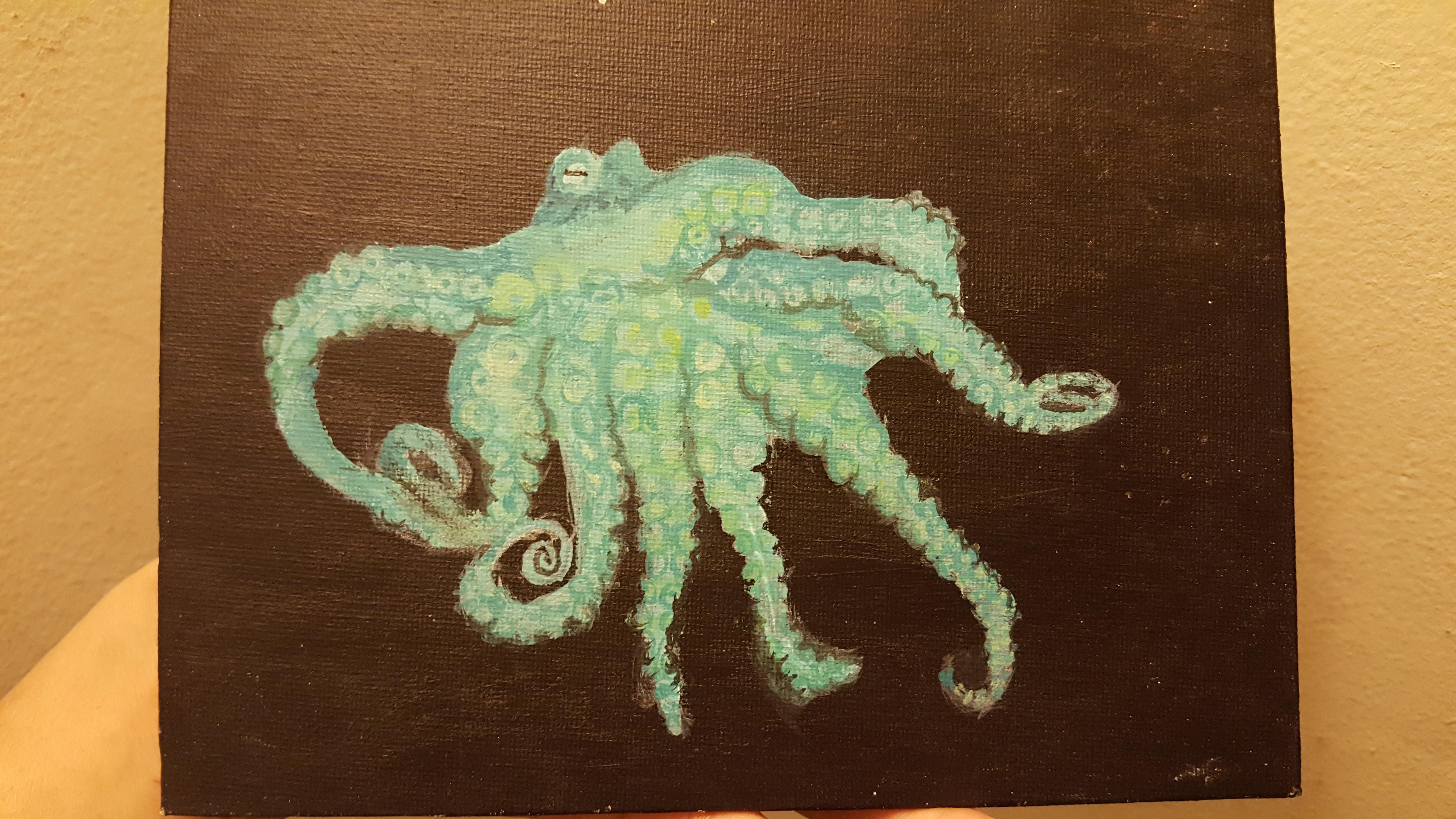 My first octopus painting. Acrylic. | Scrolller