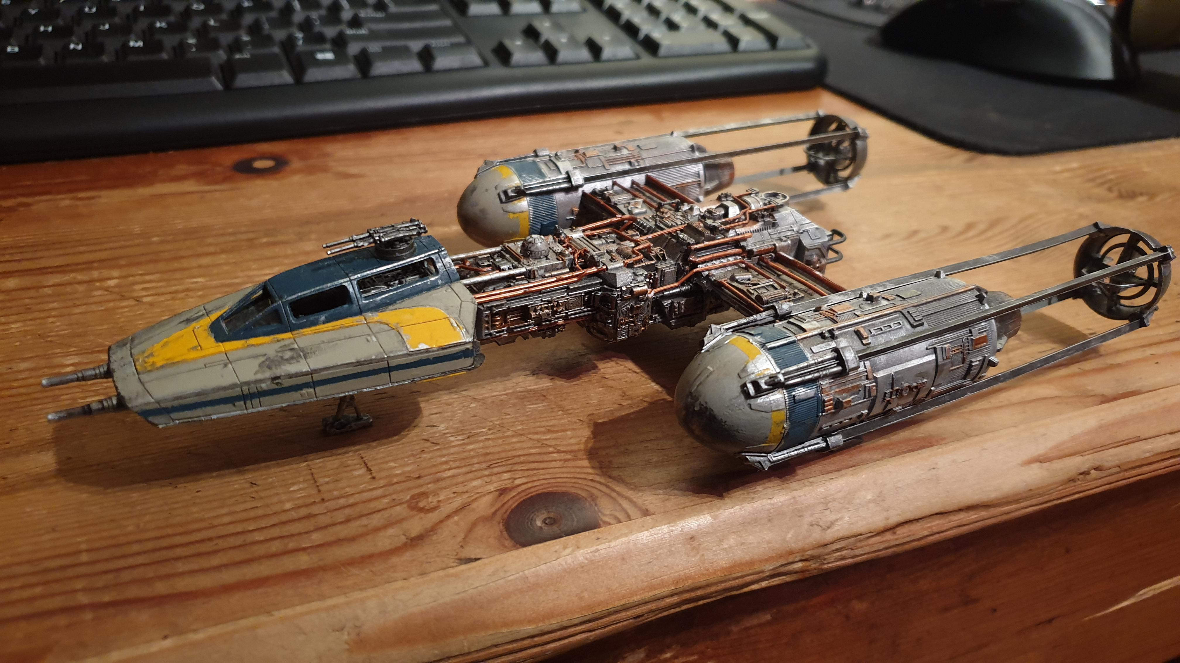 My first paintjob and model build. Bandai 1/72 Y-wing Starfighter. | Scrolller
