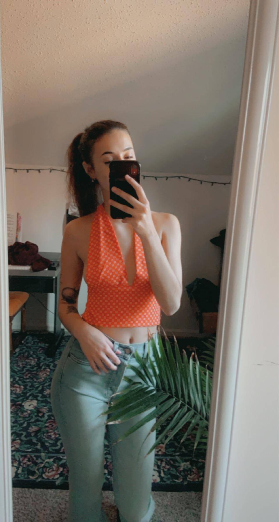 My first sewing project. A little halter top. Not perfect, but it didn’t go as horribly as I ...