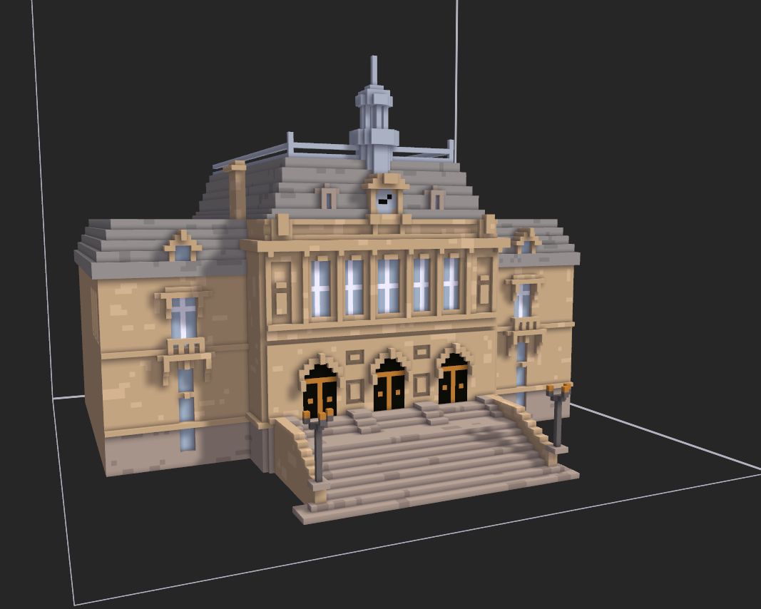 My first voxel model: an old french town hall | Scrolller