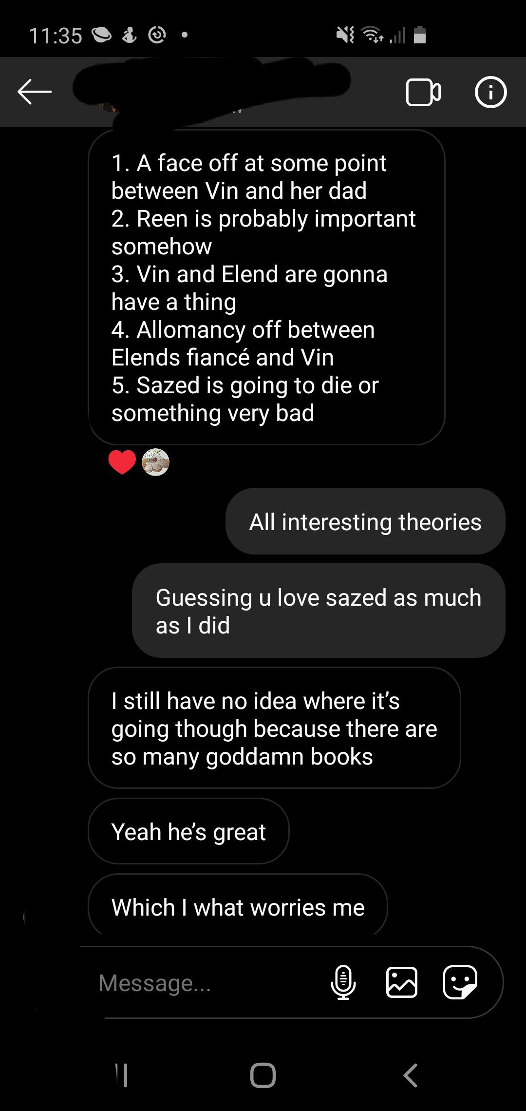 My friend is only part way through the finale empire so I asked for her predictions.😅 | Scrolller