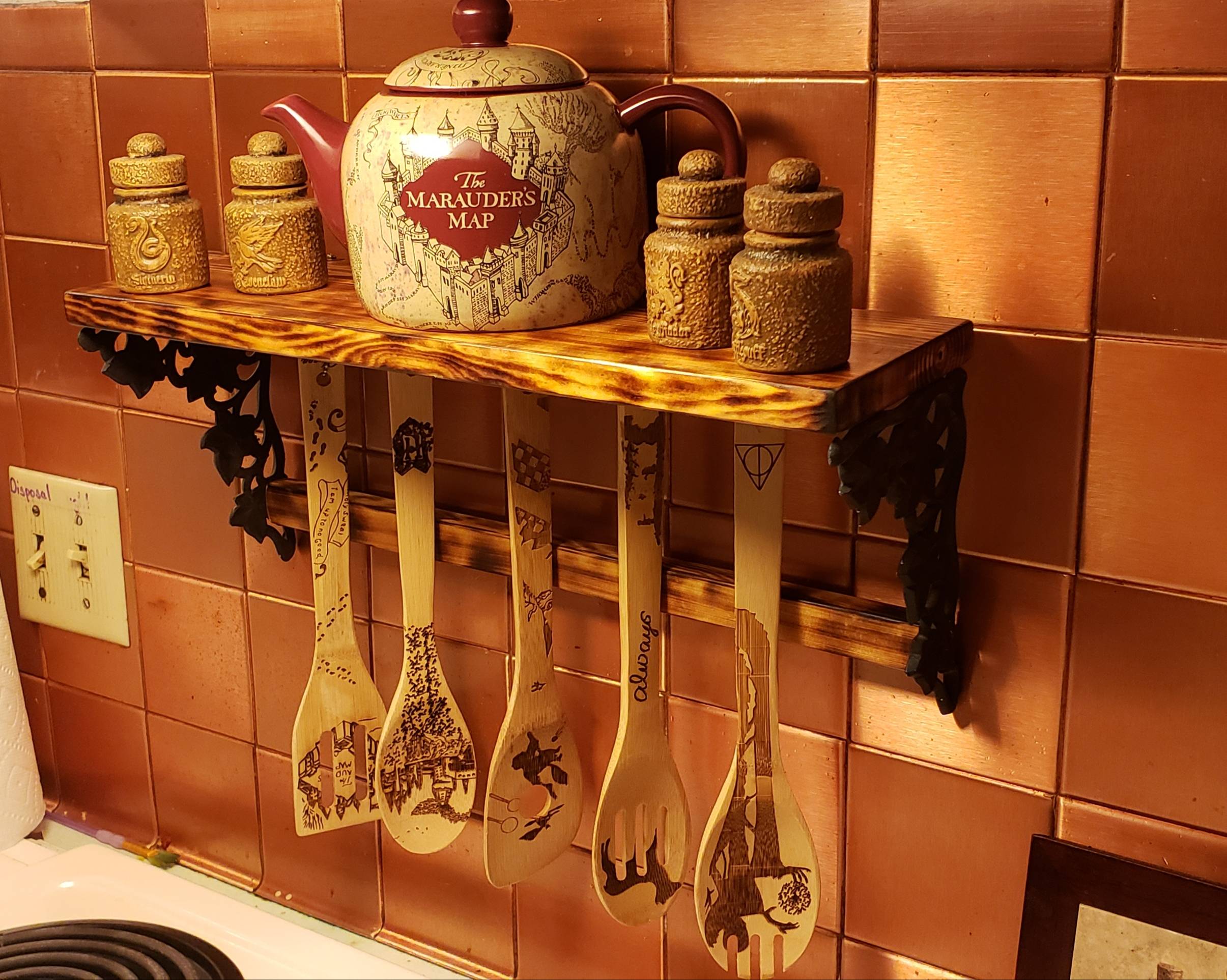 My mom's SO made me a shelf to properly display my HP kitchen items! I love it! | Scrolller