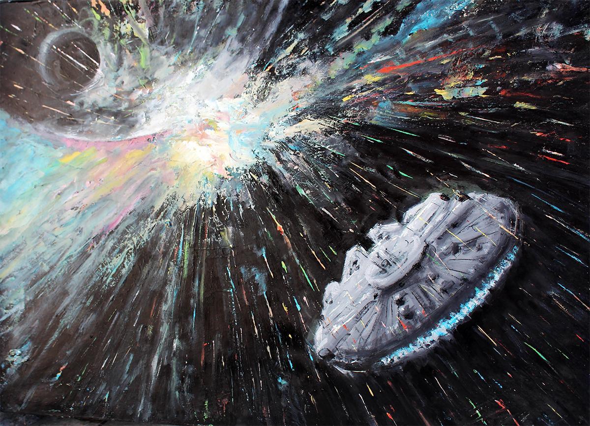 My oil painting, Millennium Falcon | Scrolller