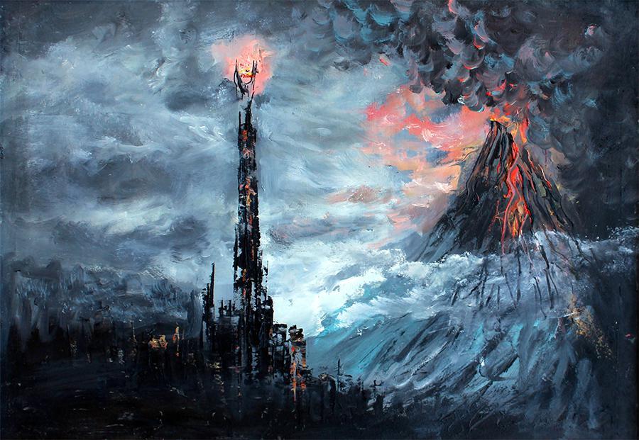 My oil painting of Mordor & Mount Doom on canvas | Scrolller