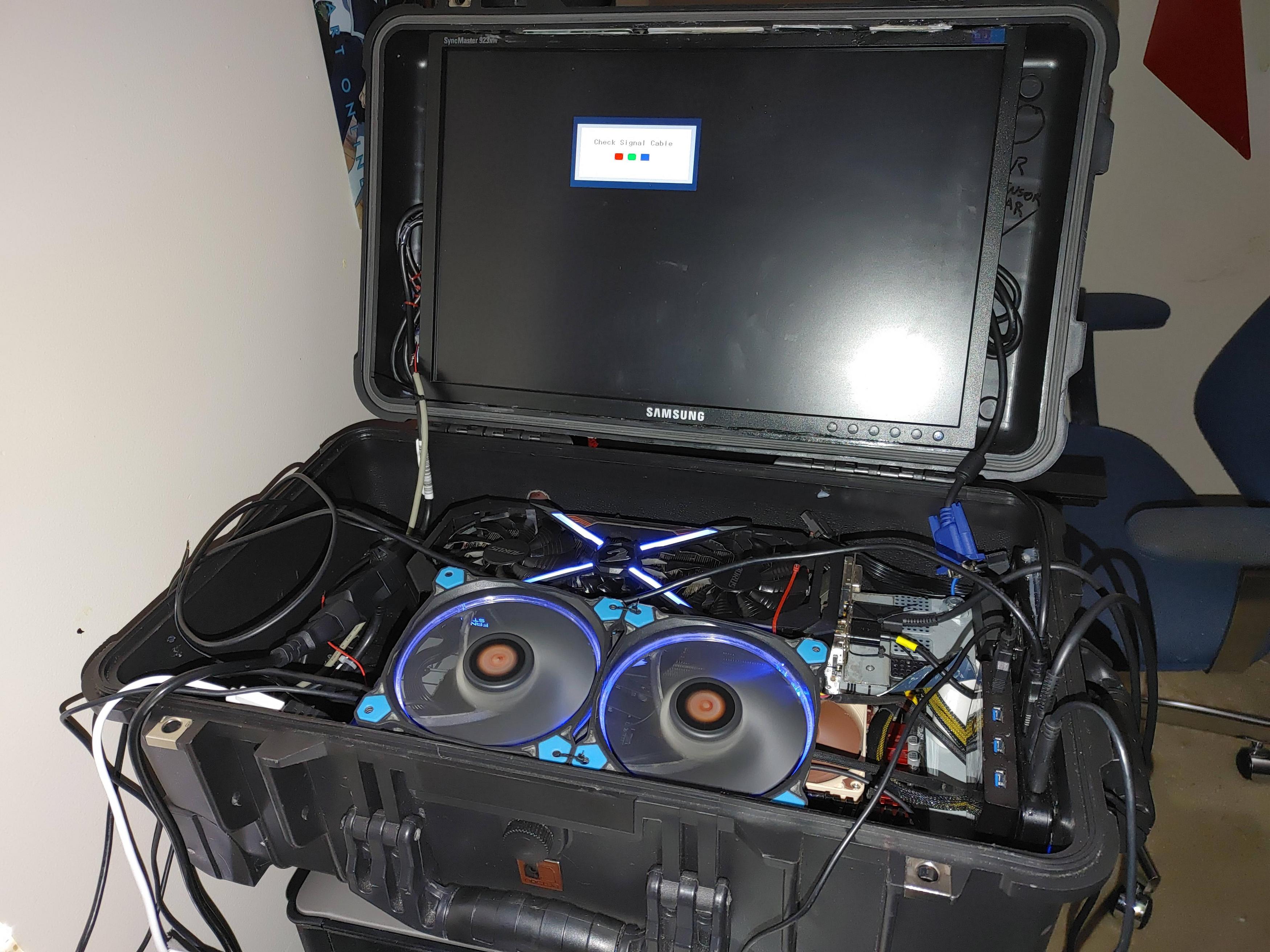 My quarantine Cyberdeck is much messier. I built it to be a portable VR and video editing setup ...