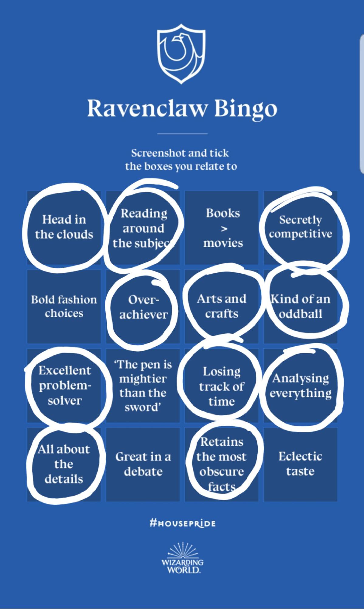 My ravenclaw bingo | Scrolller