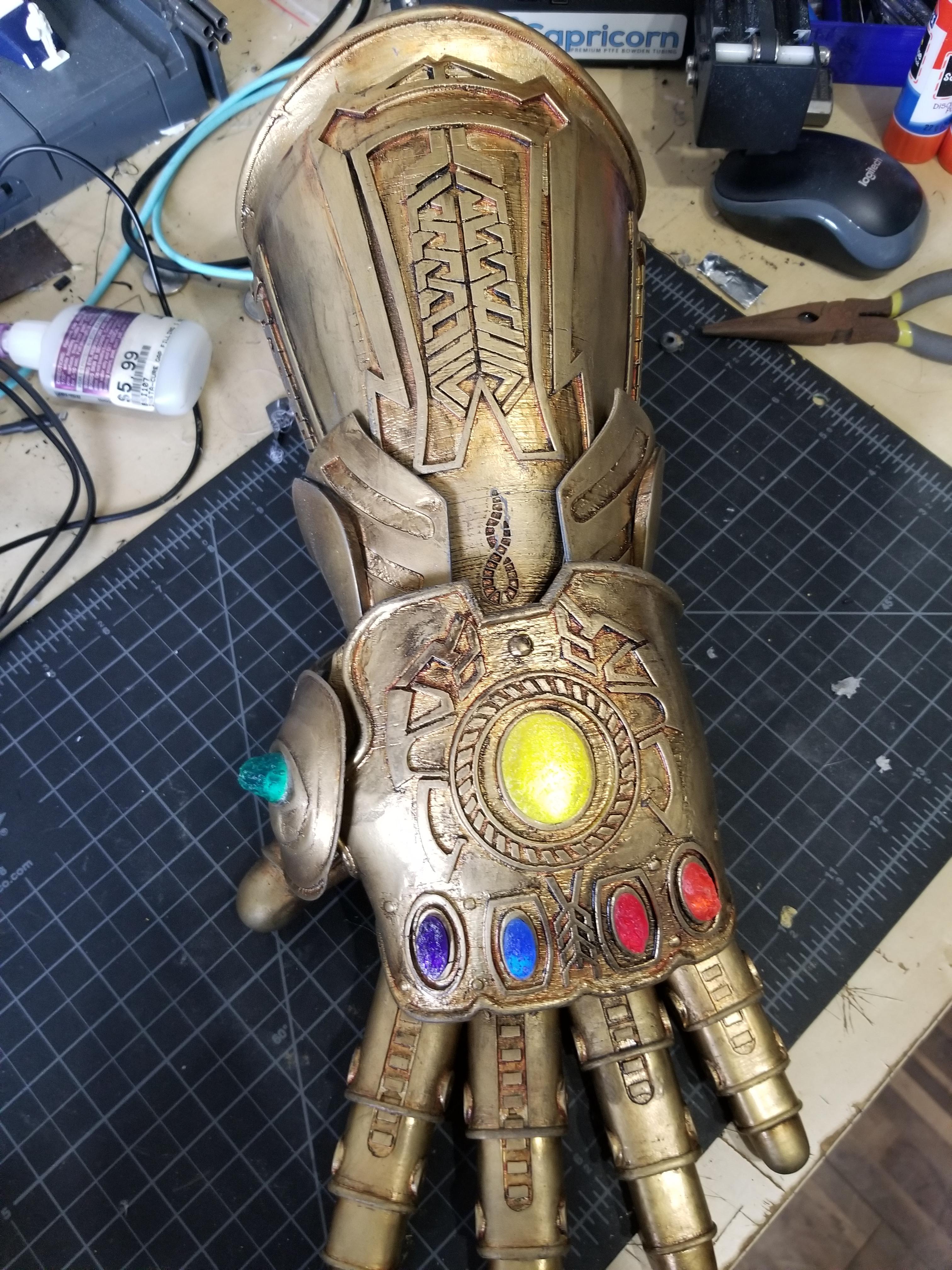 My totally wearable, lightable, one piece infinity gauntlet. | Scrolller