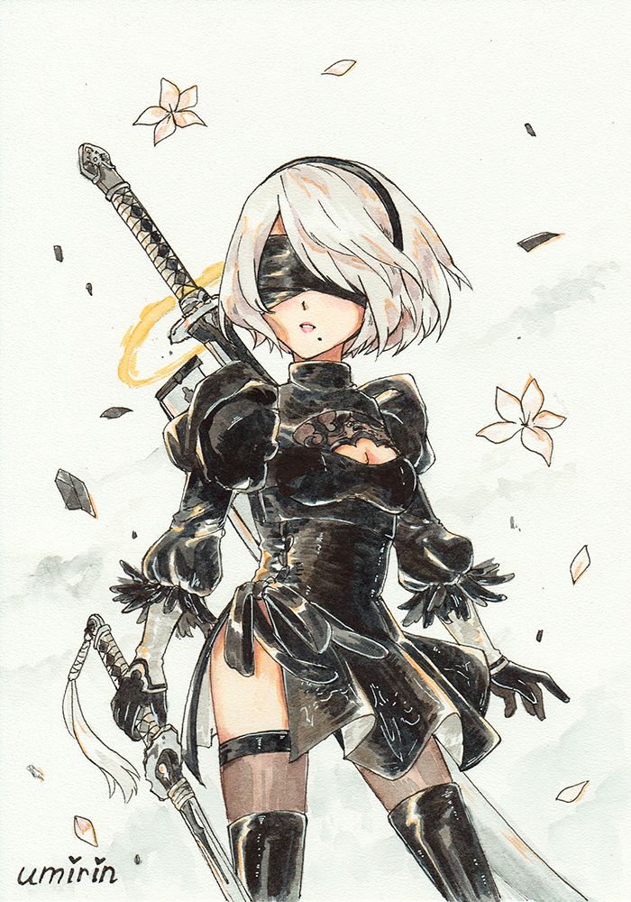 My watercolor painting of 2B | Scrolller