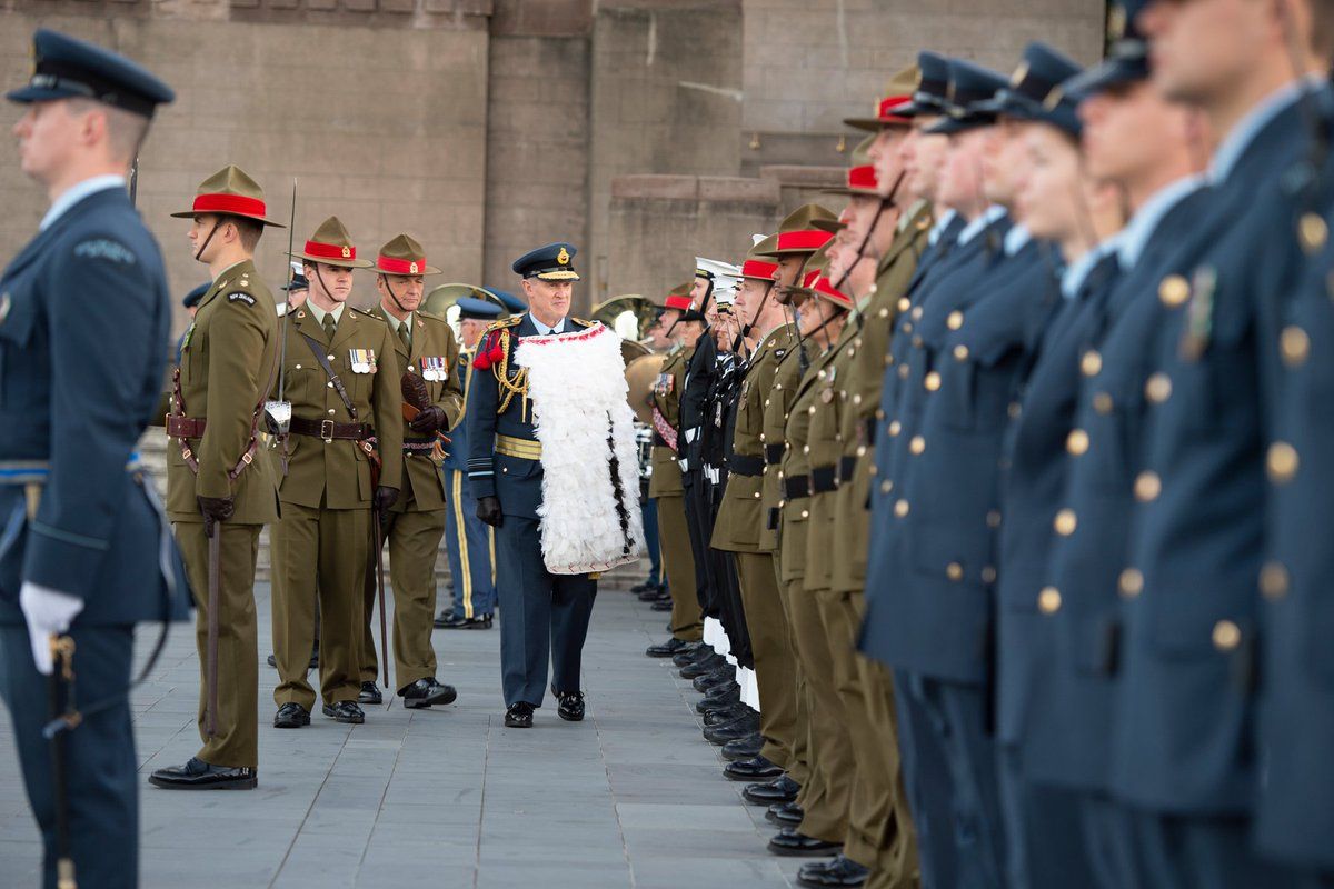 New Chief of Defence Force (New Zealand) Air Marshal Kevin Short, inspects a guard of honour ...