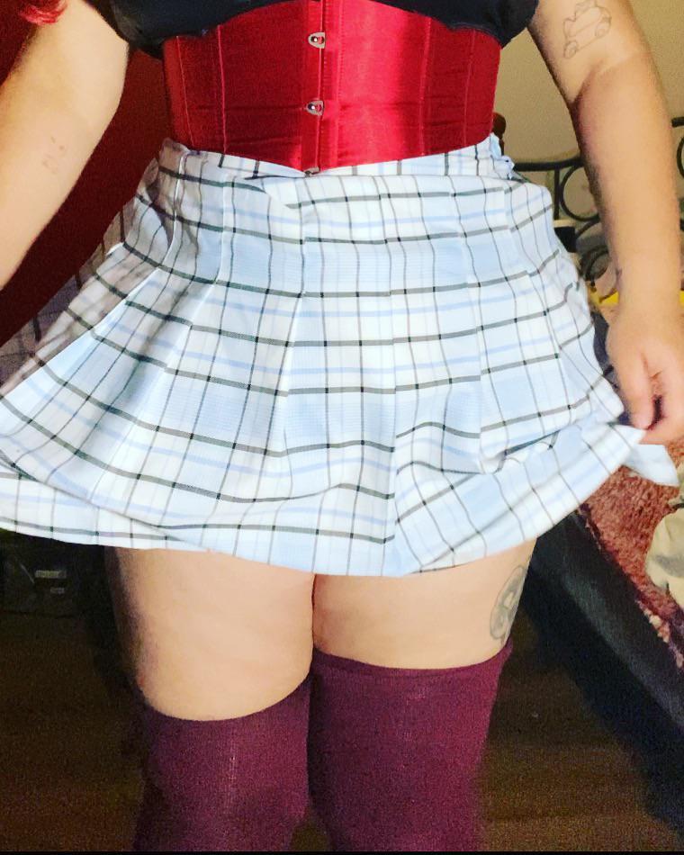 Wine thigh highs and rosey corset | Scrolller