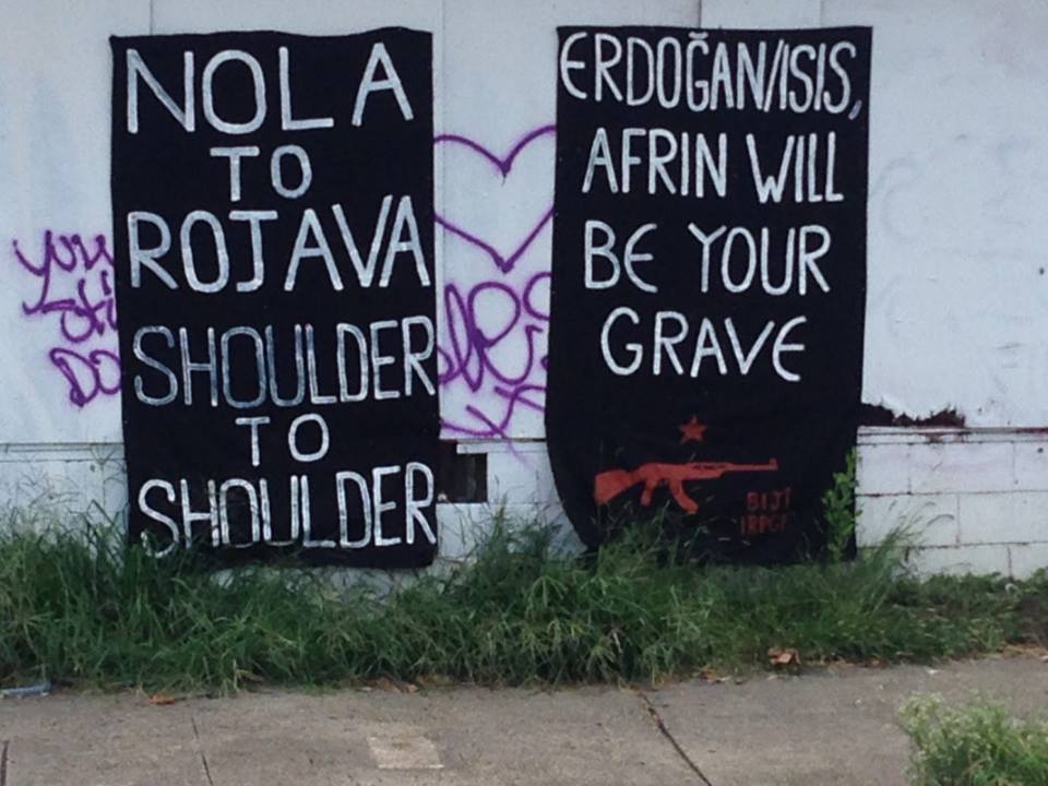 New Orleans, USA: Solidarity Banners for Afrin Canton, Rojava | Scrolller