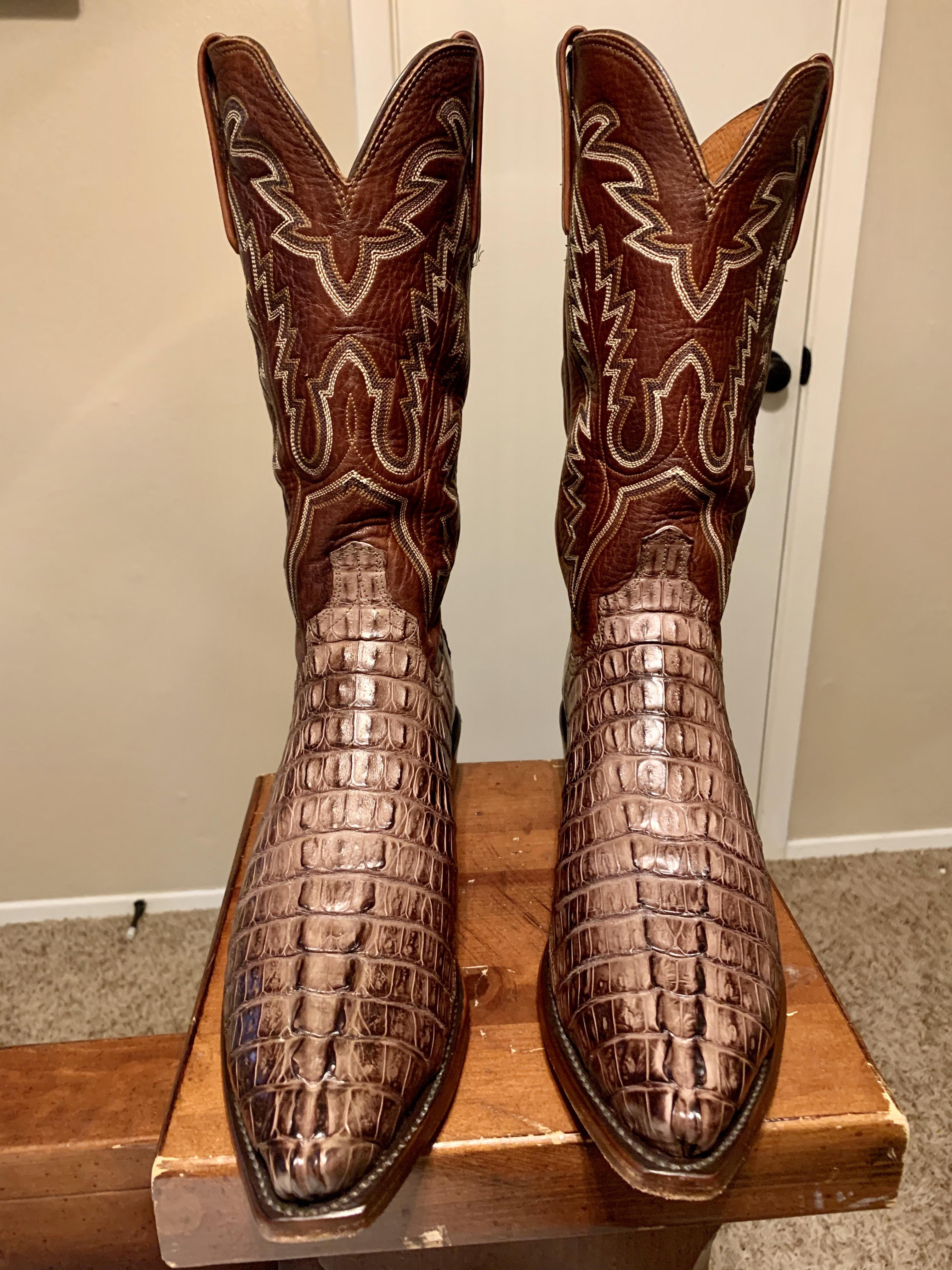 Newest addition to the fleet...Lucchese tail cut crocodile | Scrolller