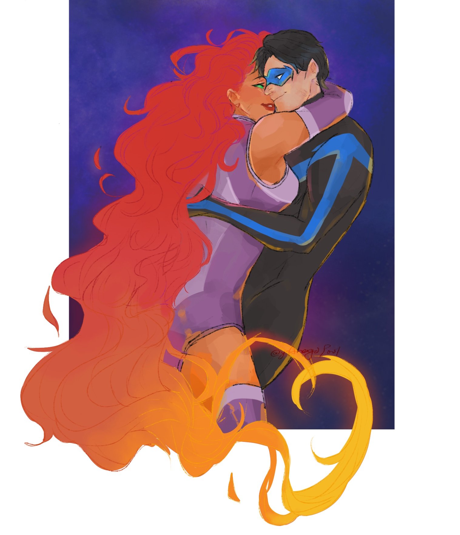 Nightwing and Starfire by Yanagi | Scrolller