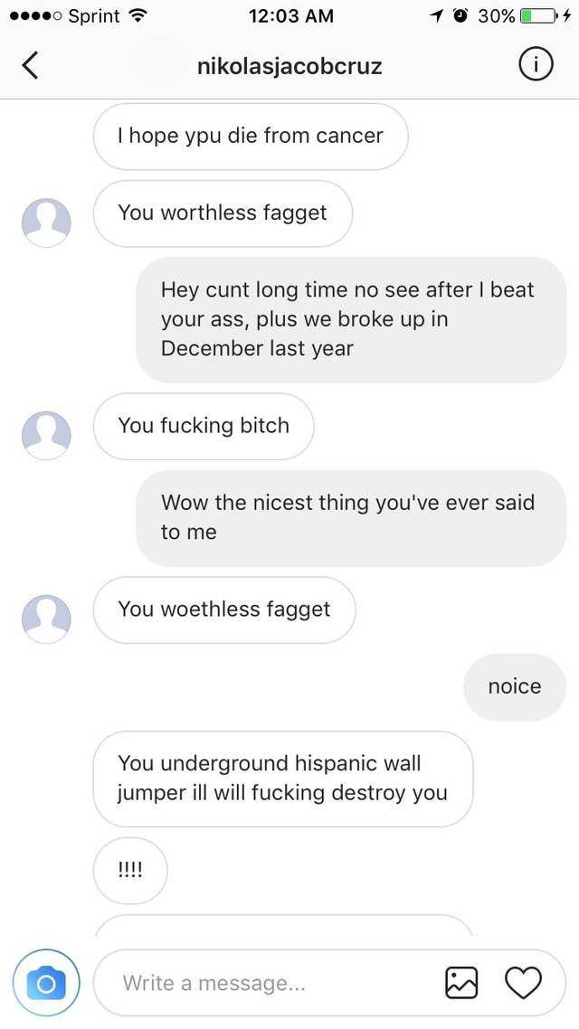 Nikolas Cruz’s Instagram DMs to his ex gfs new bf | Scrolller