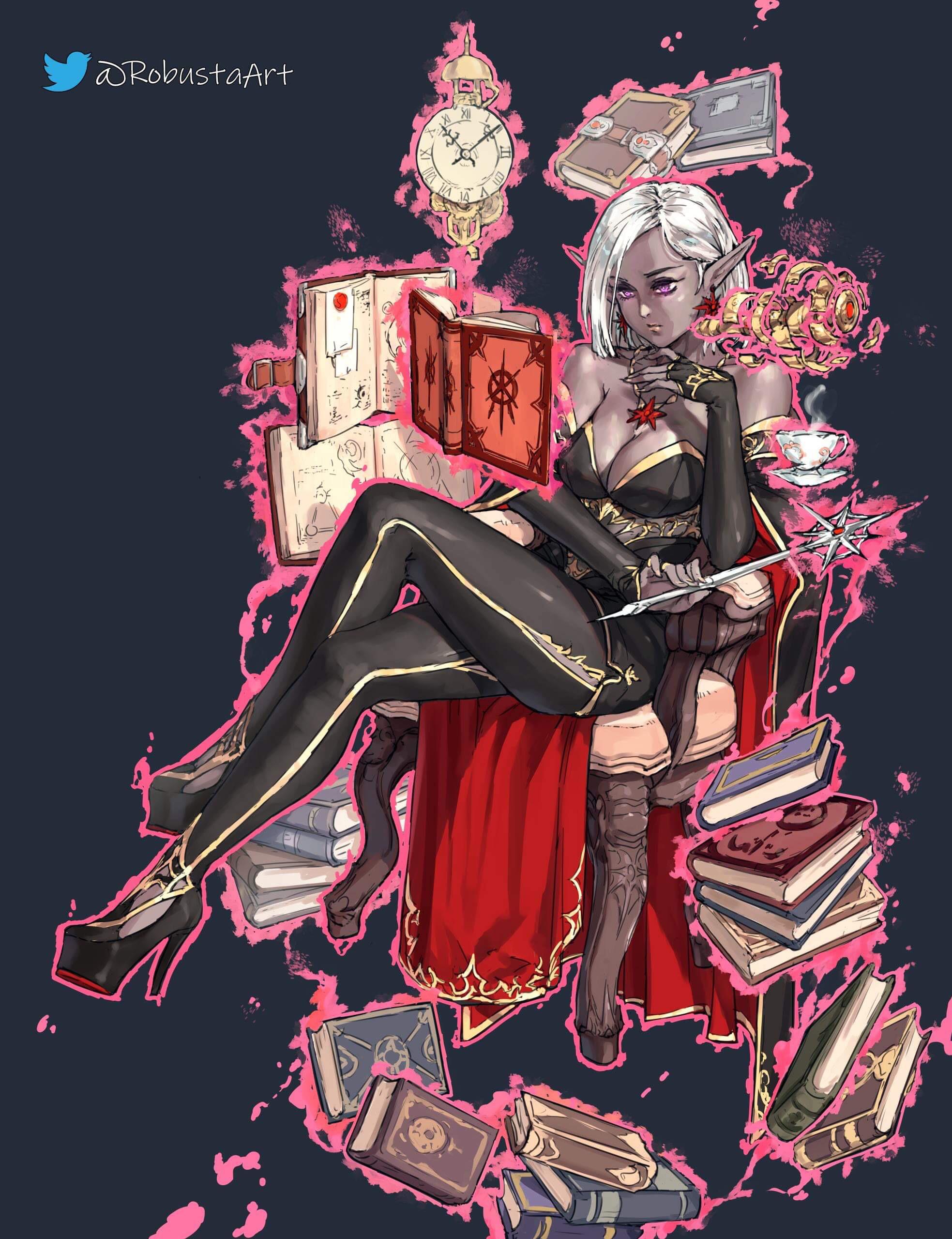 [OC] [ART] Drow Sorceress | Scrolller