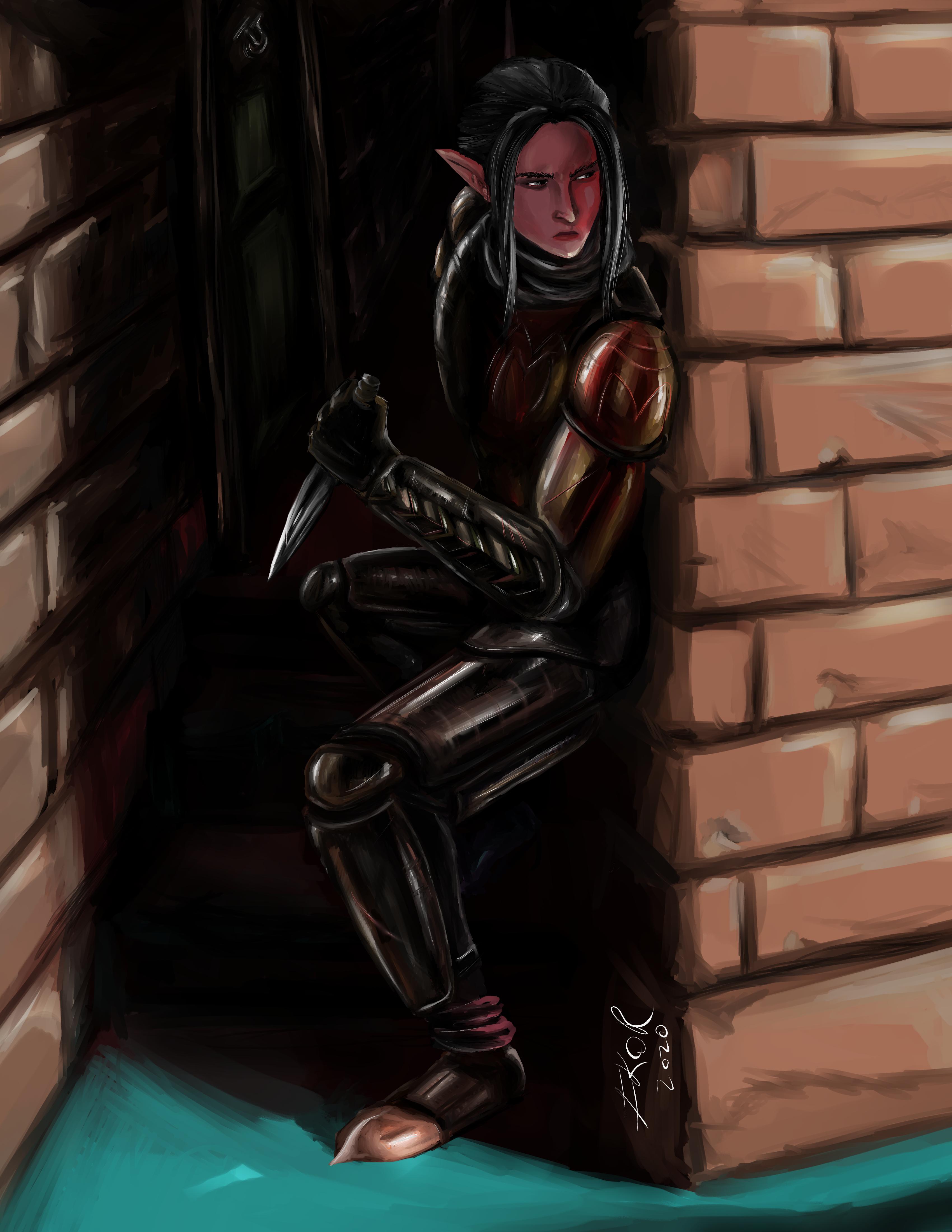 [OC][Art]Elven Rogue (Disguised as city guardsman) | Scrolller