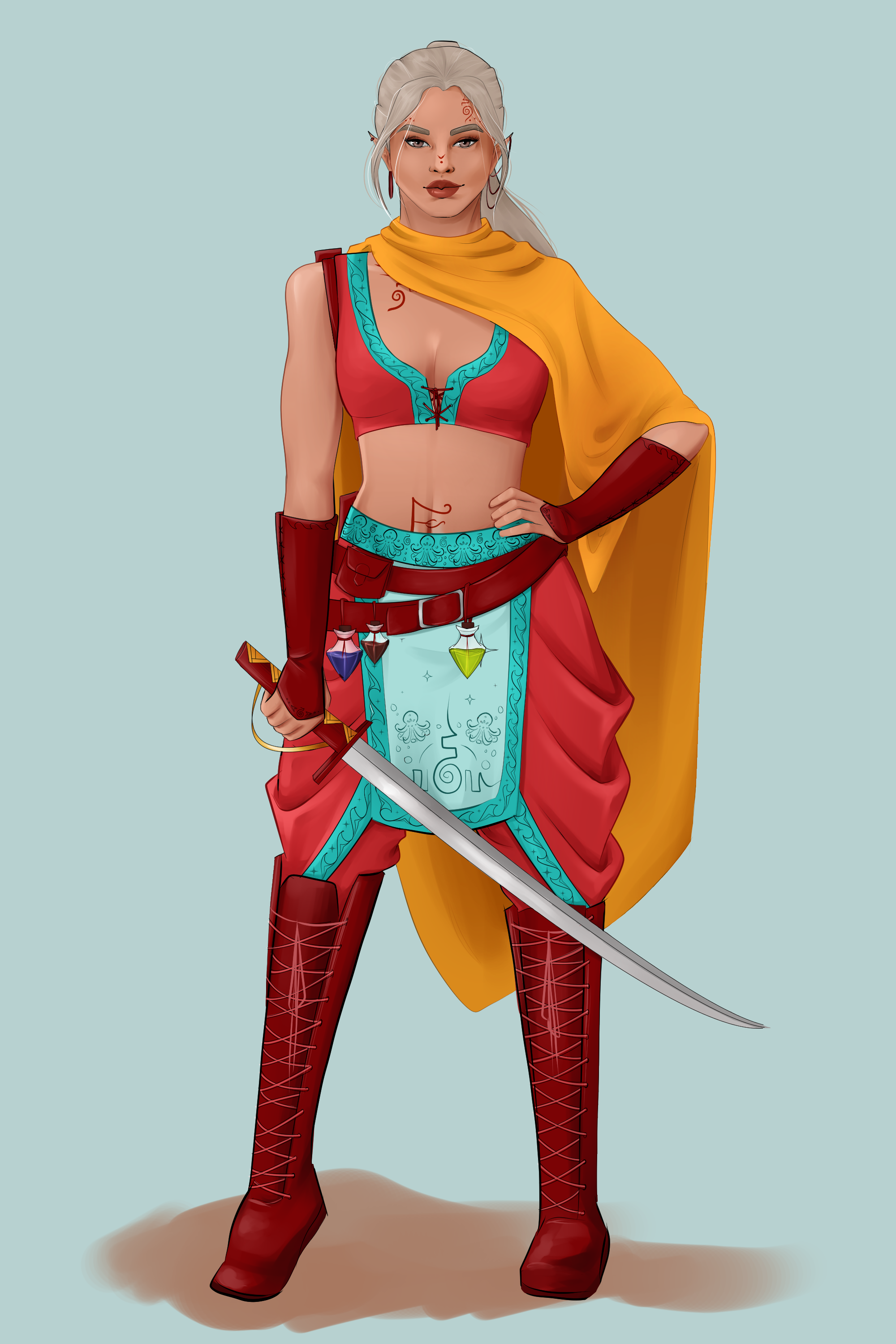 [OC][ART]My Swashbuckler Rogue, Samira, and her inappropriately bright color palette | Scrolller