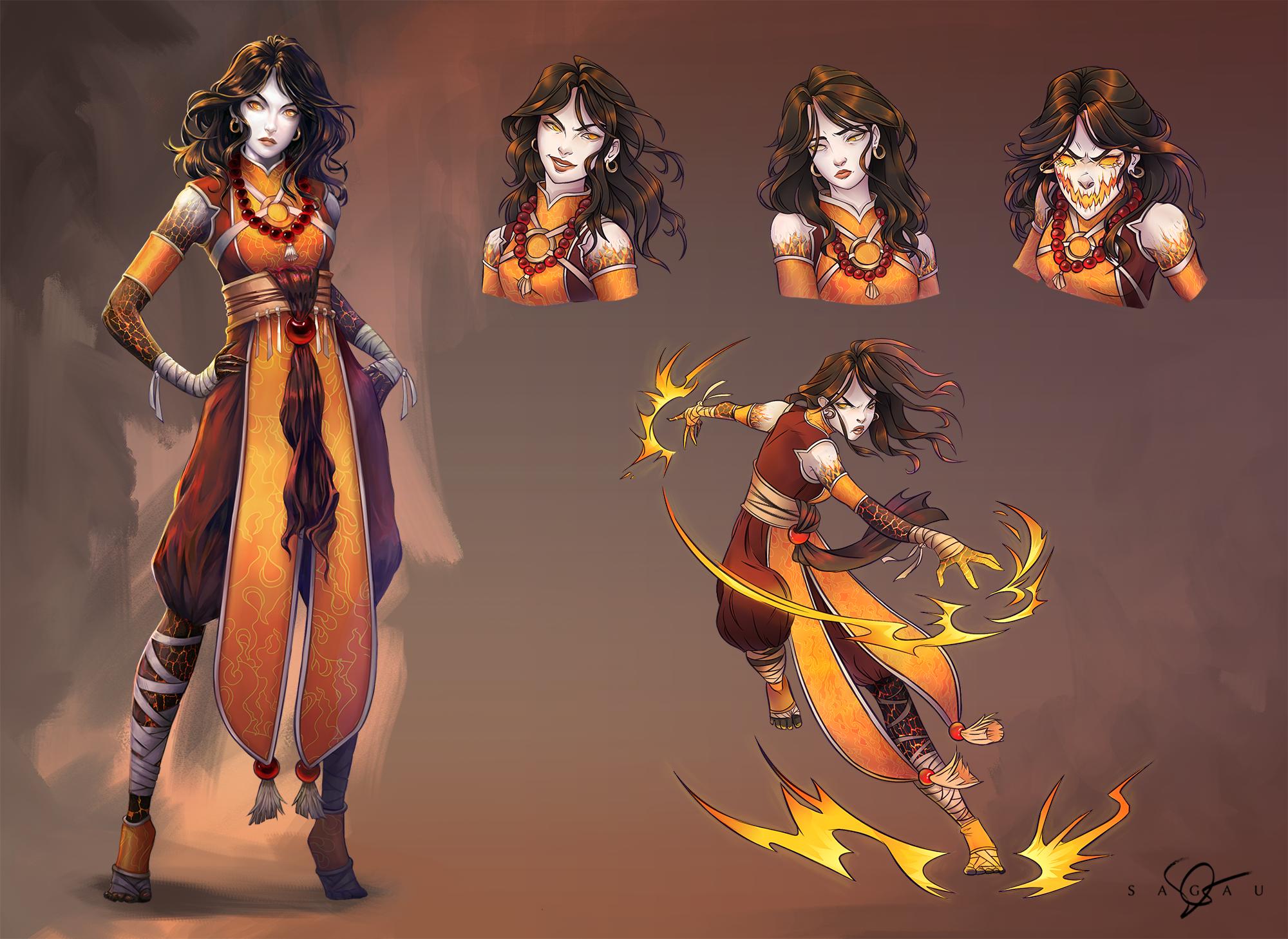 [OC] Cyra the fire elemental (commission) | Scrolller