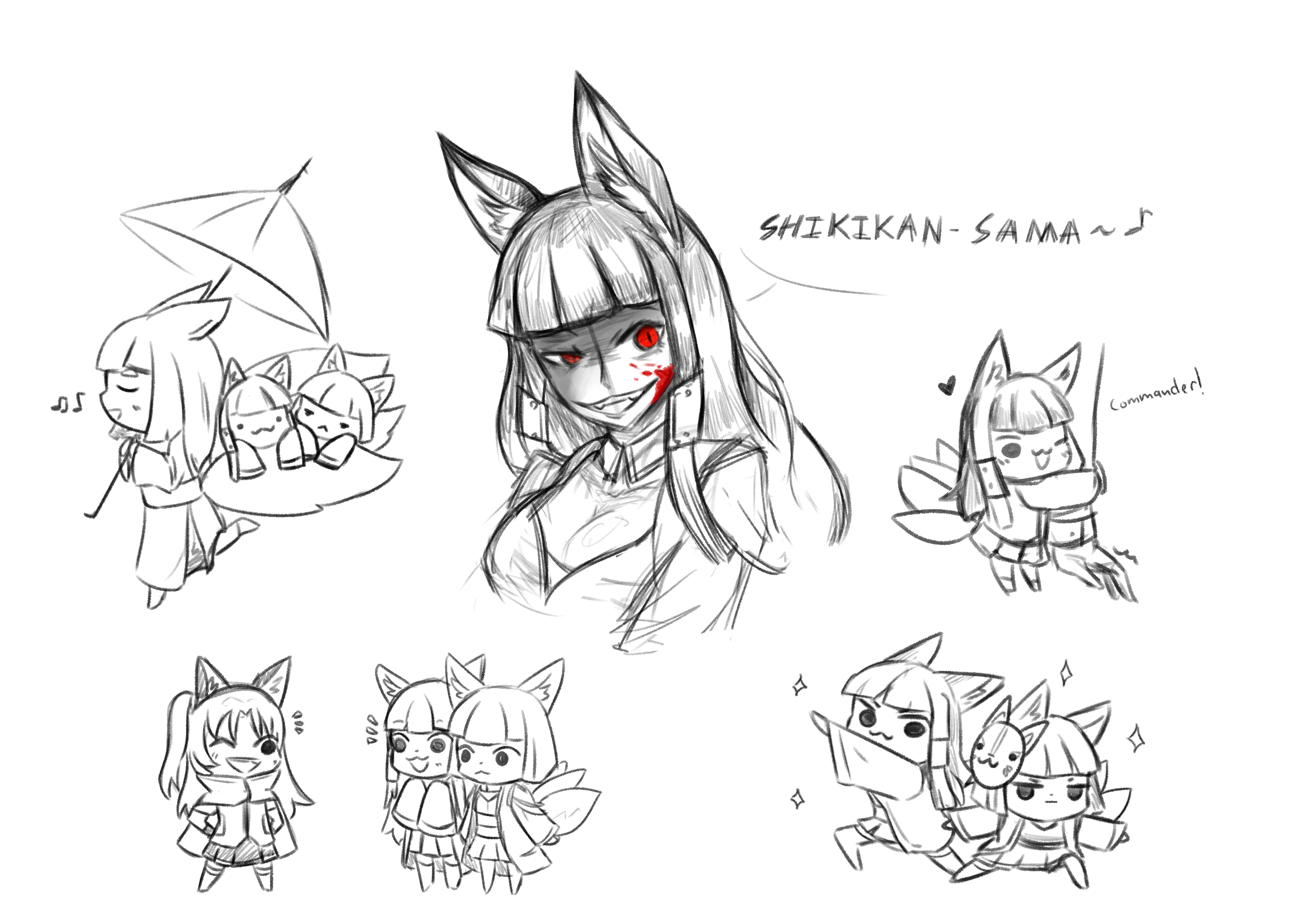 [OC] Foxy little doodles of Akagi and Kaga | Scrolller