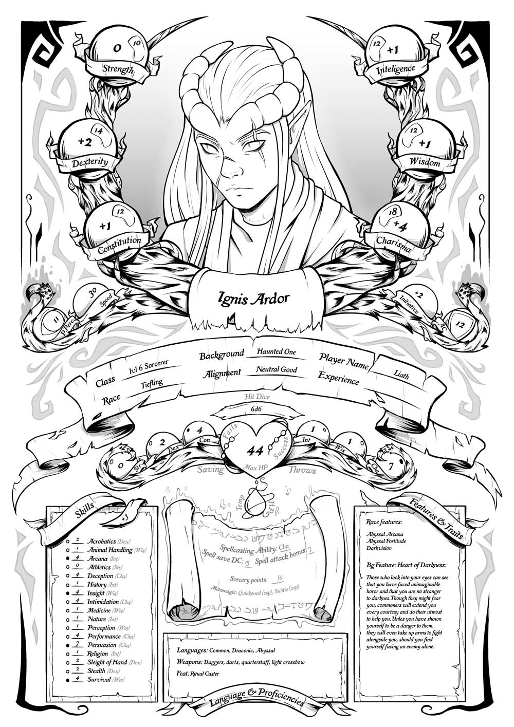 [OC] I made custom character sheet for my character. | Scrolller