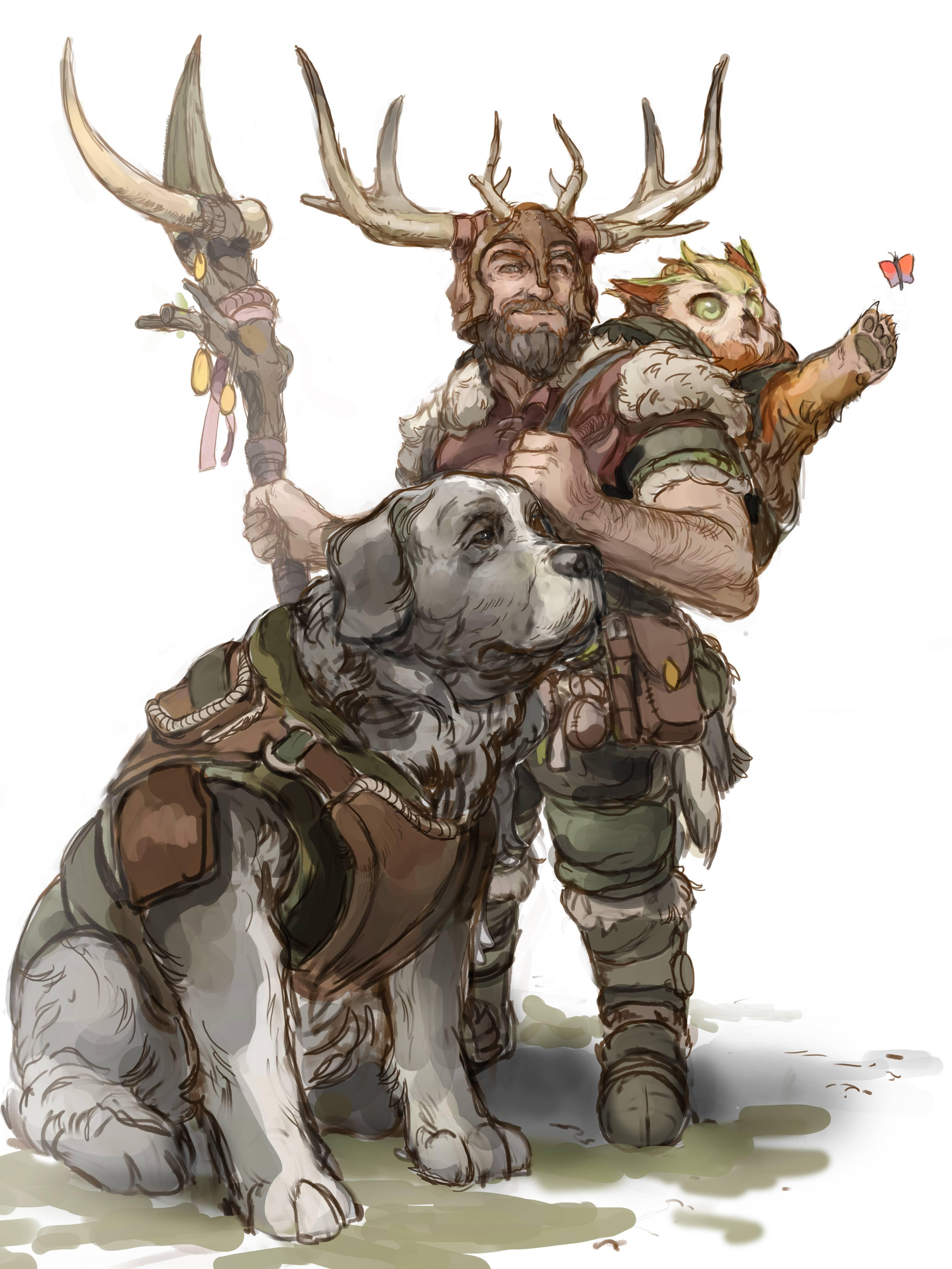[OC] Kapper Cassius - Dwarven Beastmaster Druid, his animal companion Jack - Indomitable Canine ...