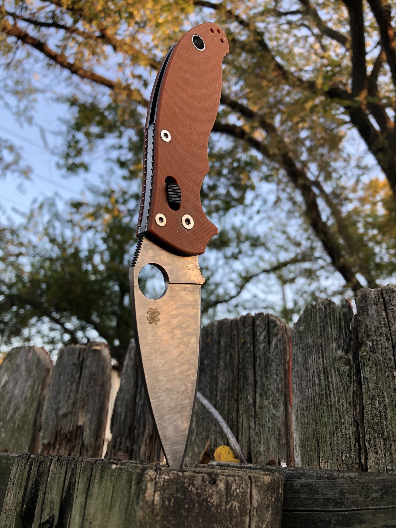 [OC] Spyderco Manix 2 REX45 "Tiger-Stripe" Forced Patina [72dpi] | Scrolller
