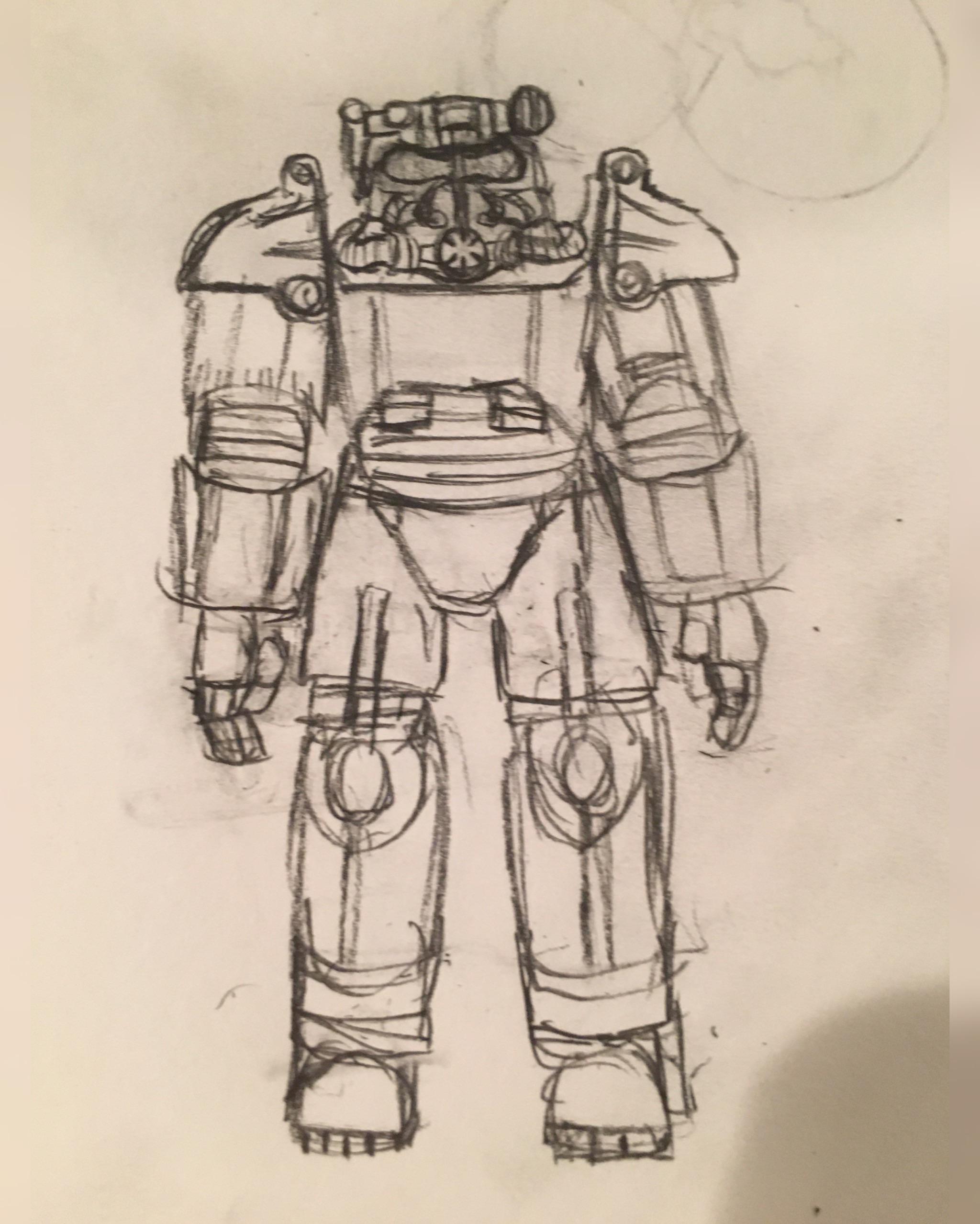 old power armor drawing of mine | Scrolller