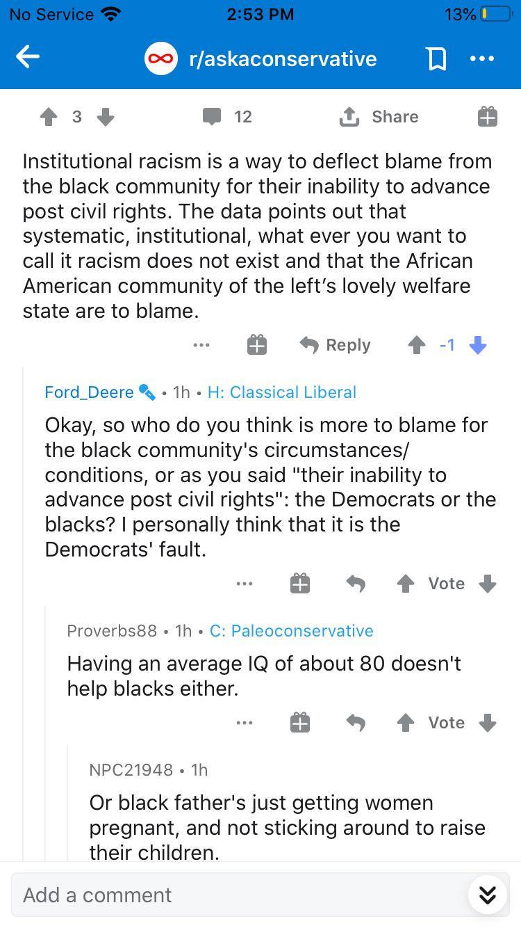 On a question about racism in the police force. | Scrolller