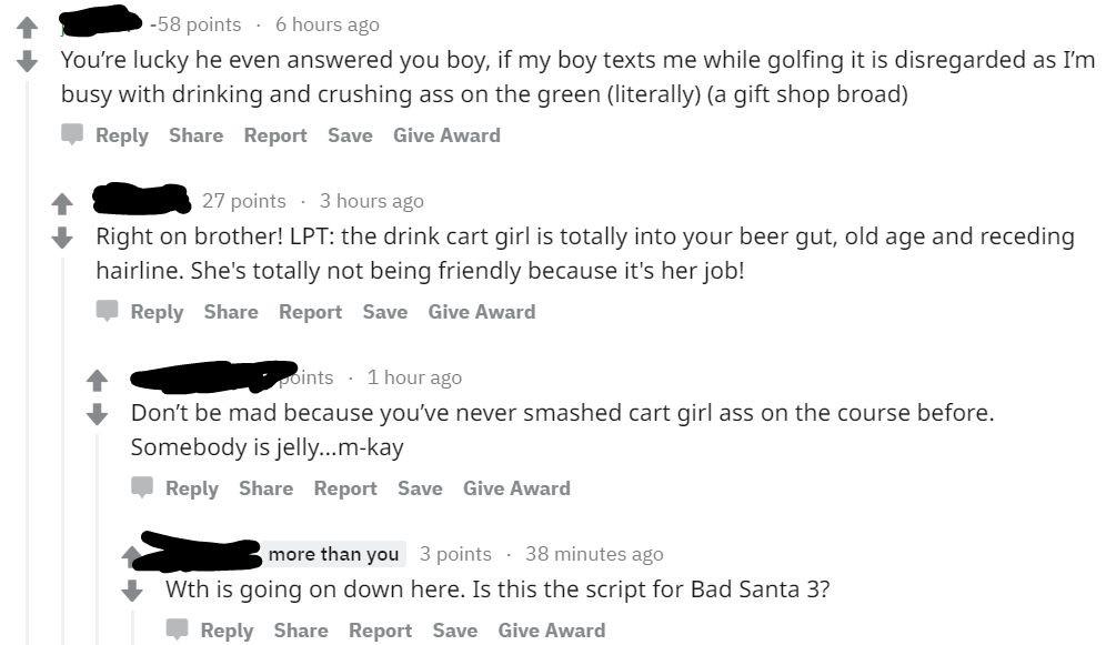 On a r/golf Post About Texting Your Dad While He's On The Course | Scrolller