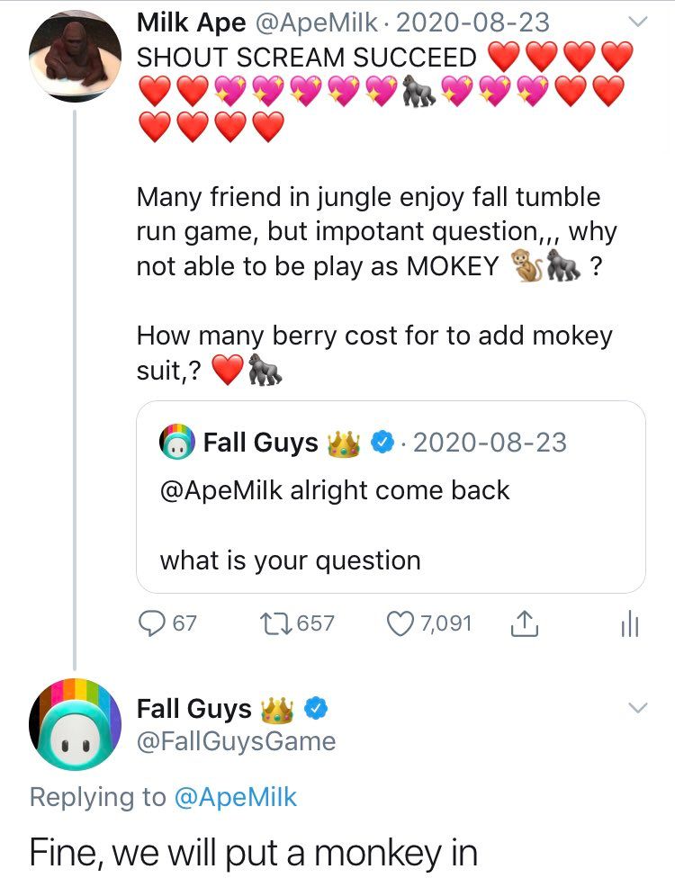 Ooh Ooh fall guy monke | Scrolller