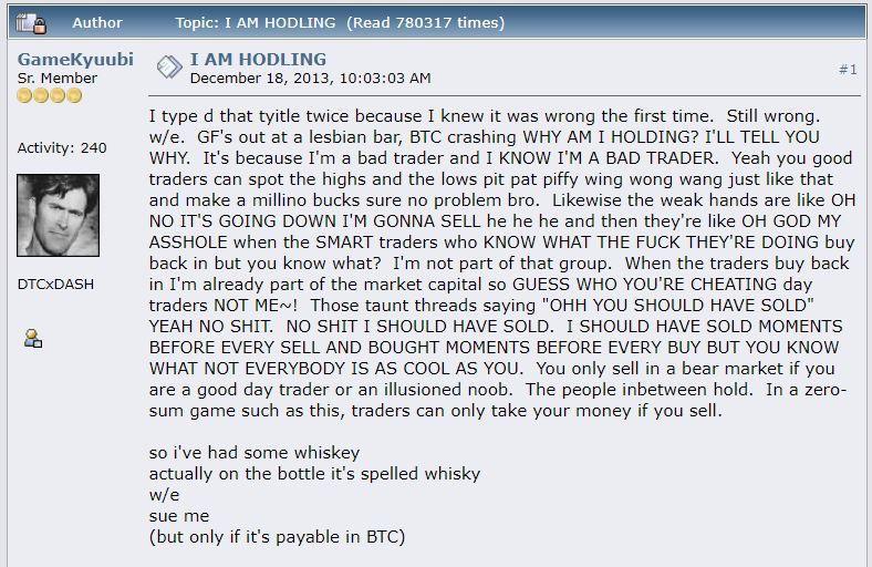 Origin of the HODL meme | Scrolller