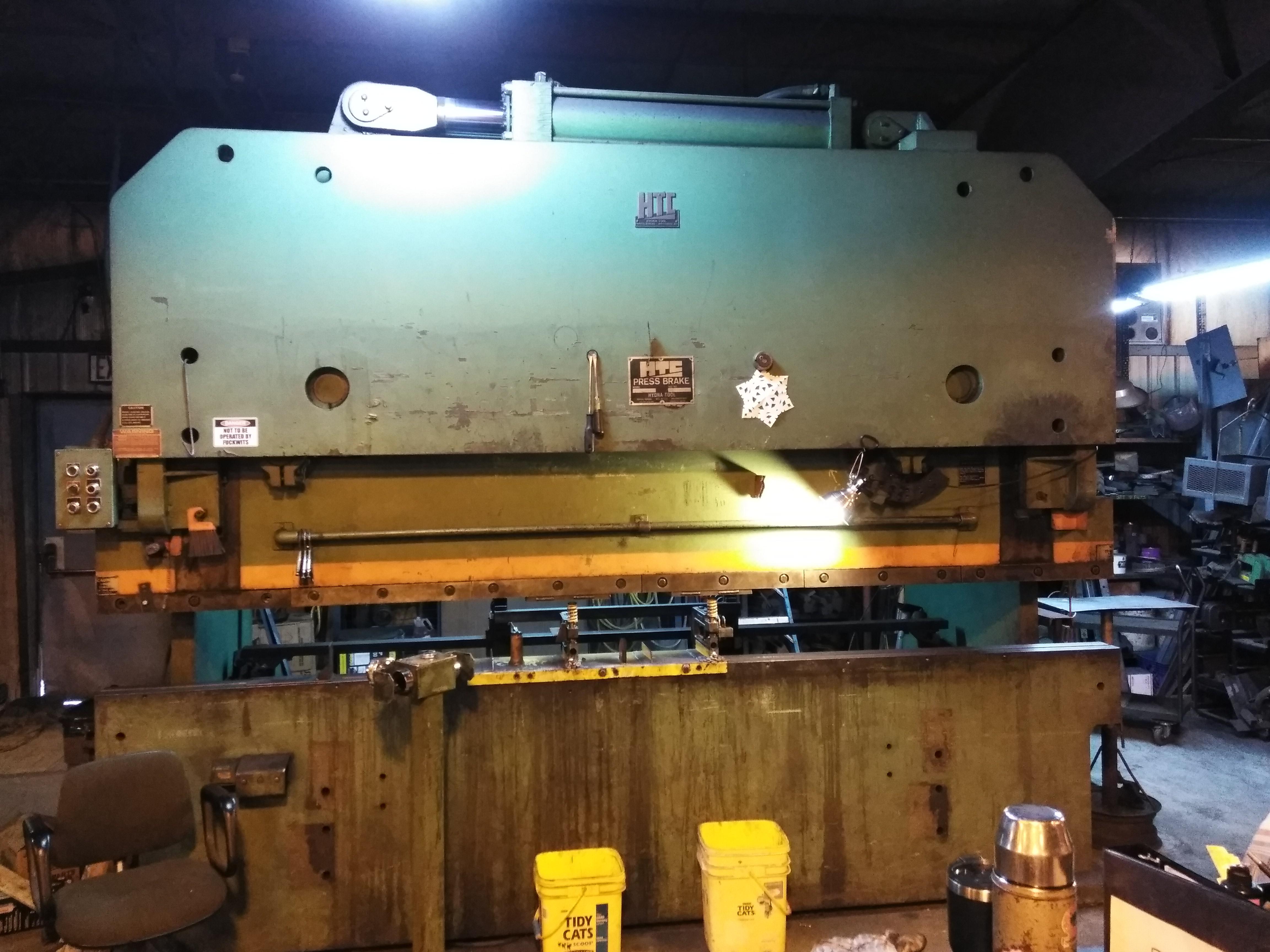 Our company's"dirty girl". Our 200 ton, 1986 HTC model 200-12H "smasher style" press brake. Old ...