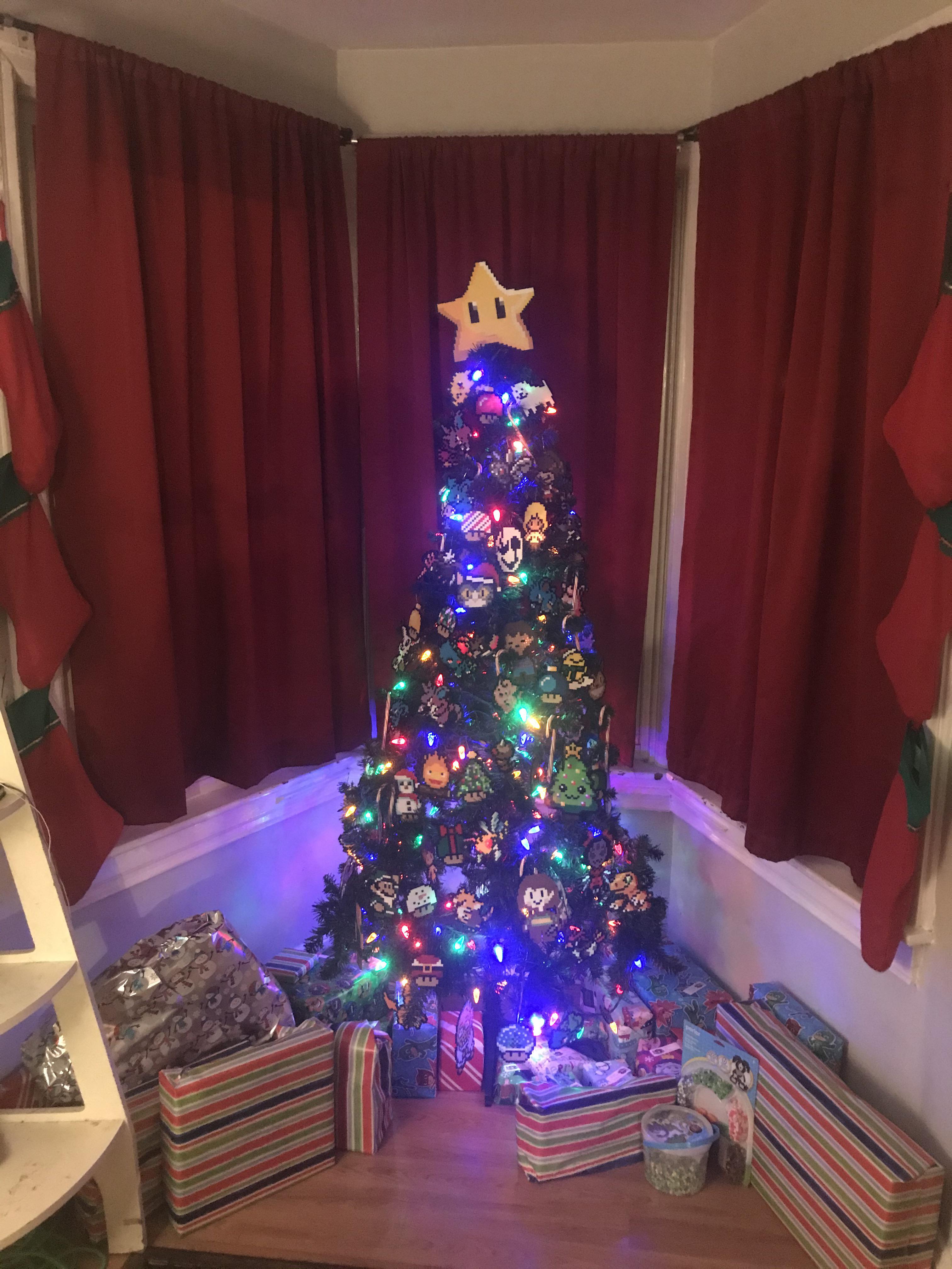 Our gaming themed Perler bead Christmas tree. | Scrolller