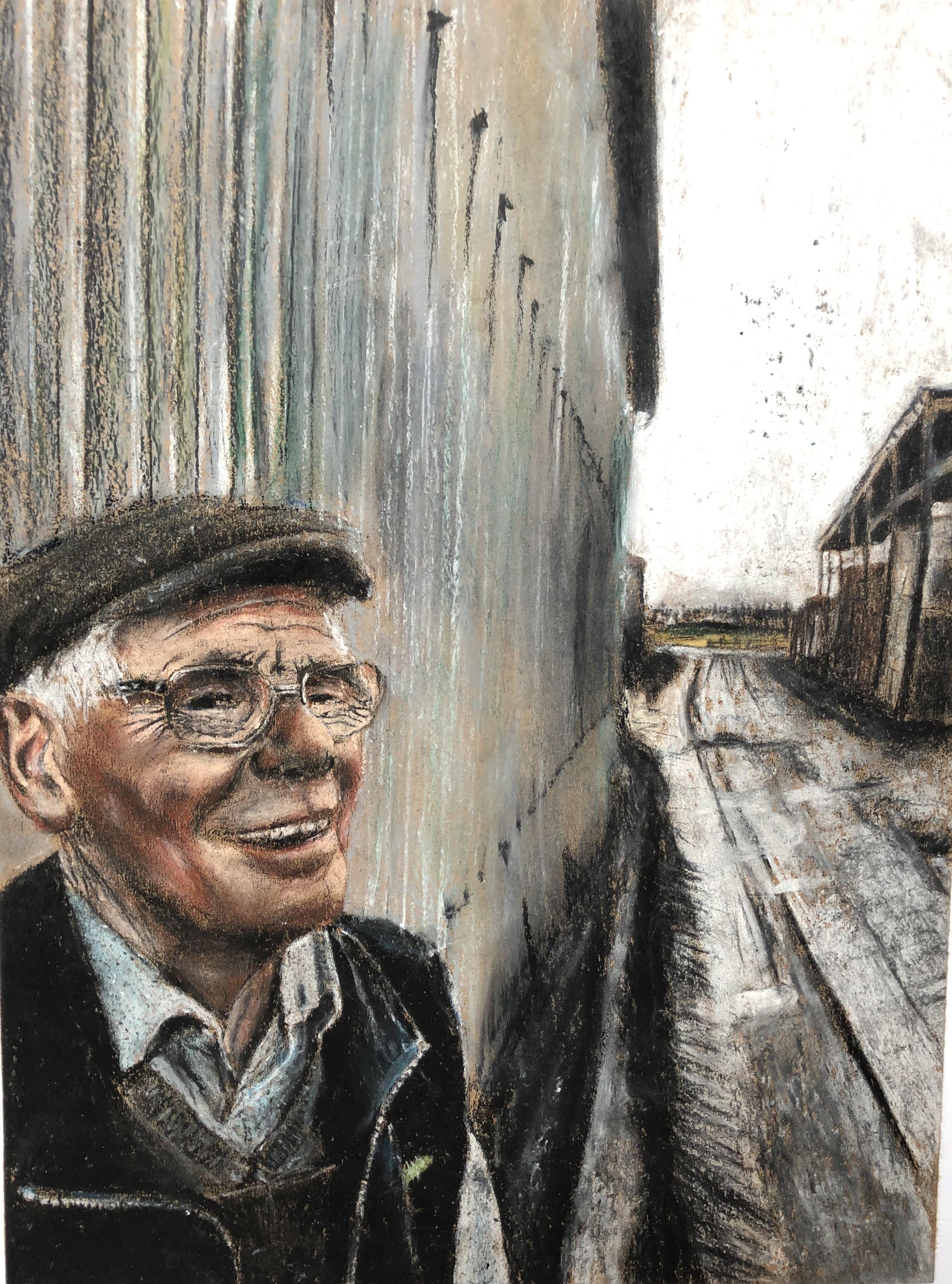 Papa Bob, me, oil pastel, 2020 | Scrolller