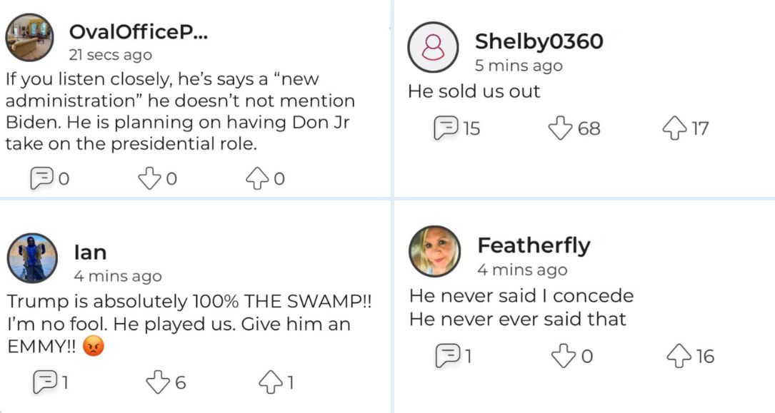 Parler reacts to Trump's concession. | Scrolller