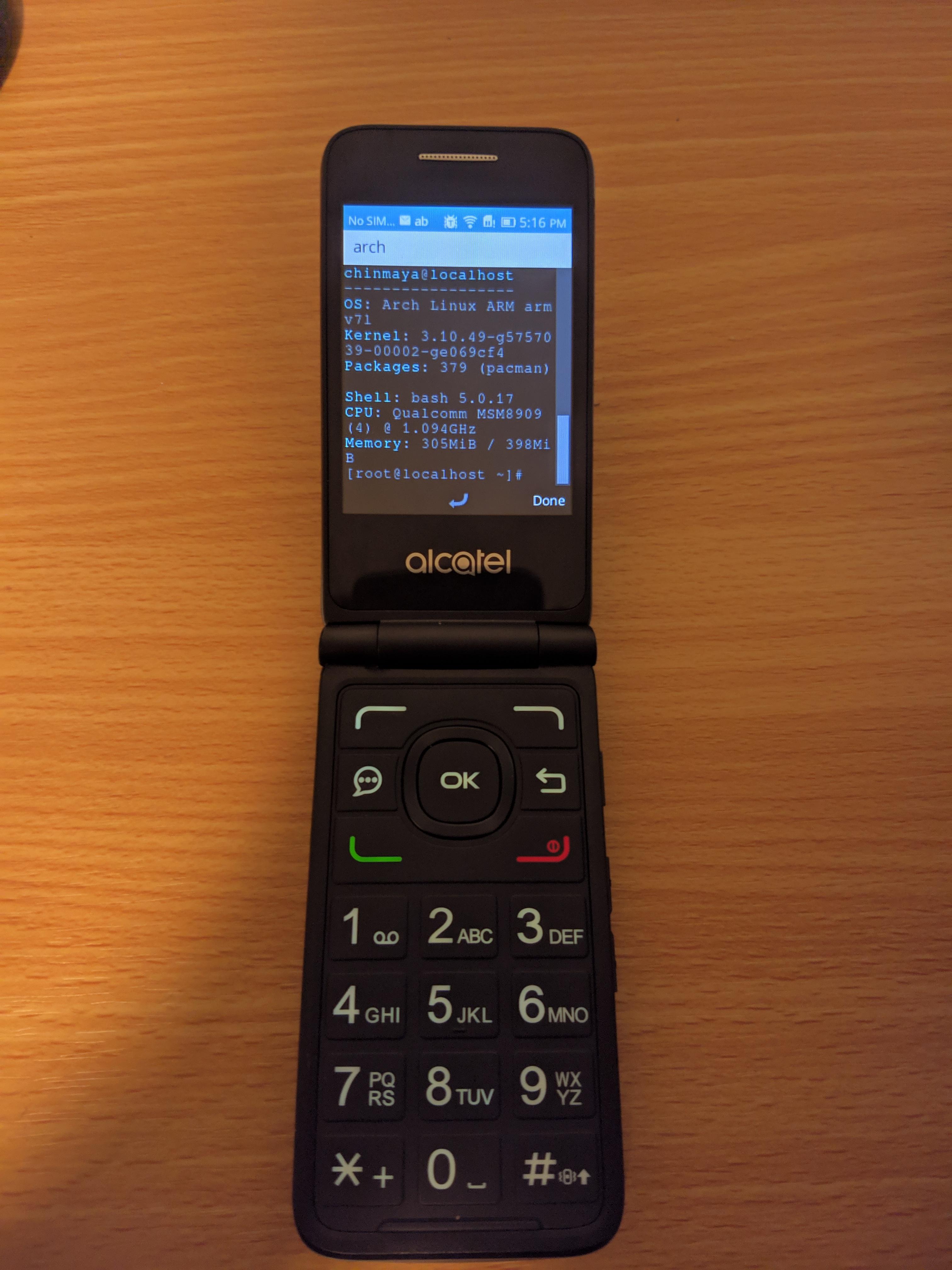 [Phone] Running arch linux on my flip phone | Scrolller