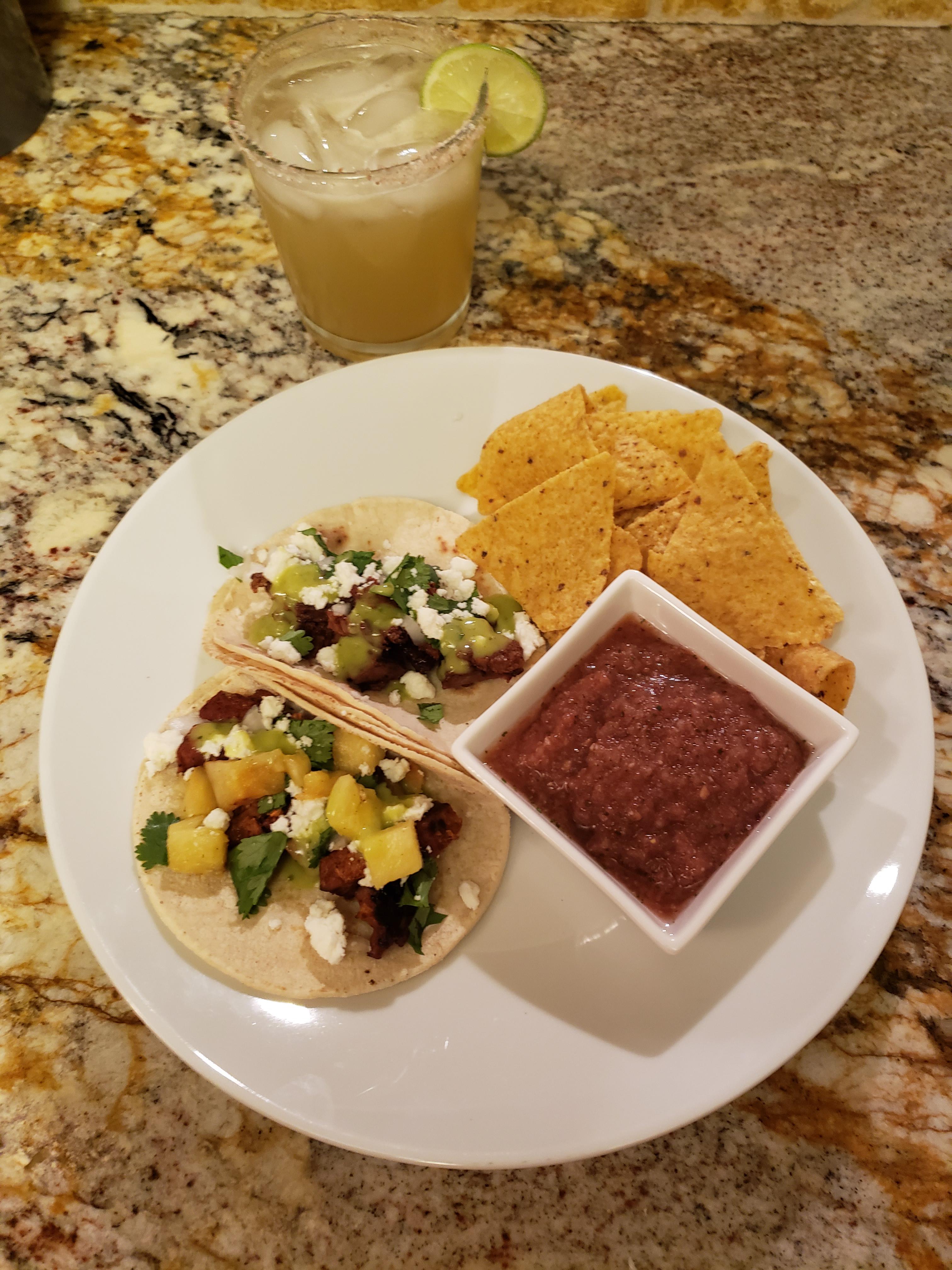 Pineapple al pastor and beef fajita taco night accompanied by the ultimate margarita! | Scrolller