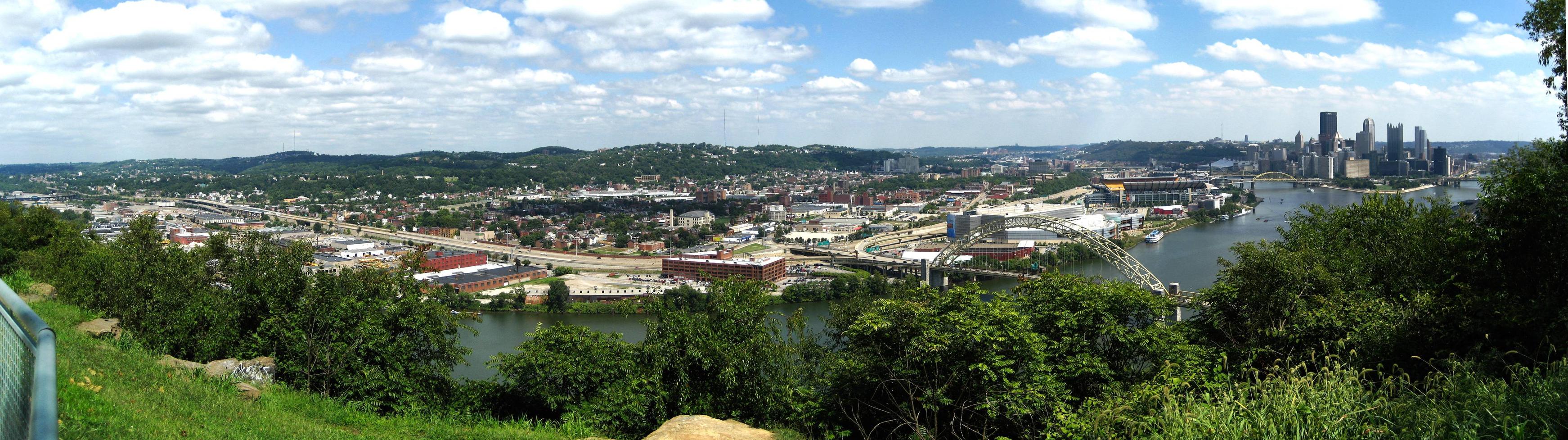Pittsburgh, PA from the West End Overlook [OC] [4586x1285] | Scrolller